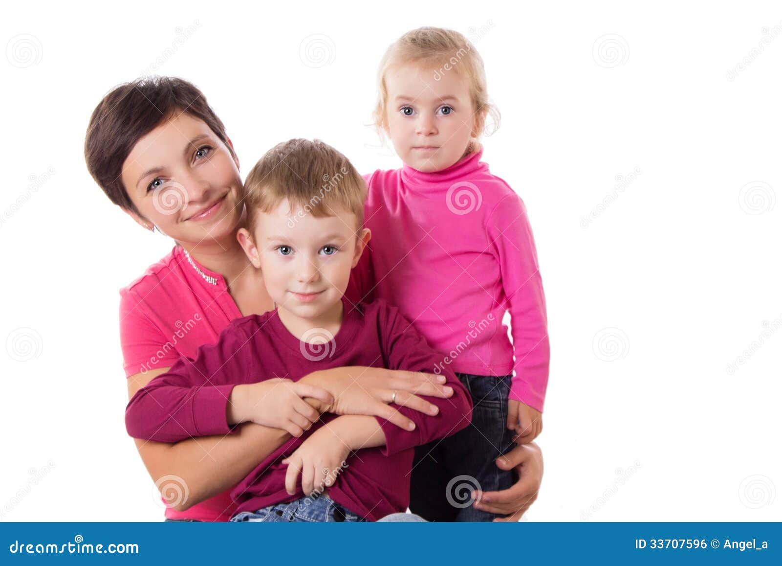 Happy Mother and Two Children Stock Photo - Image of closeup, cheerful ...