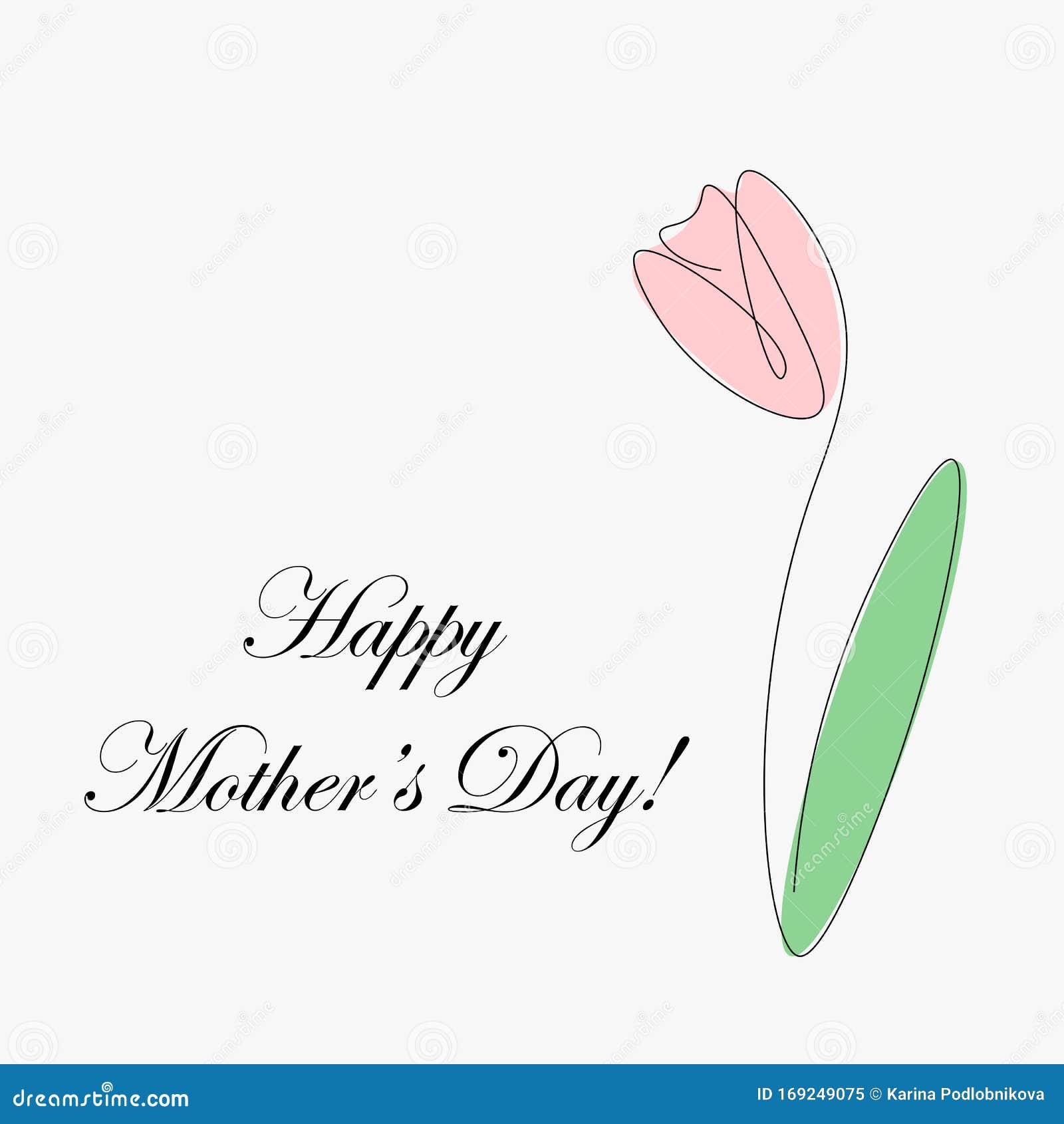 Happy Mothers Day Card With Pink Flower Vector Stock Vector