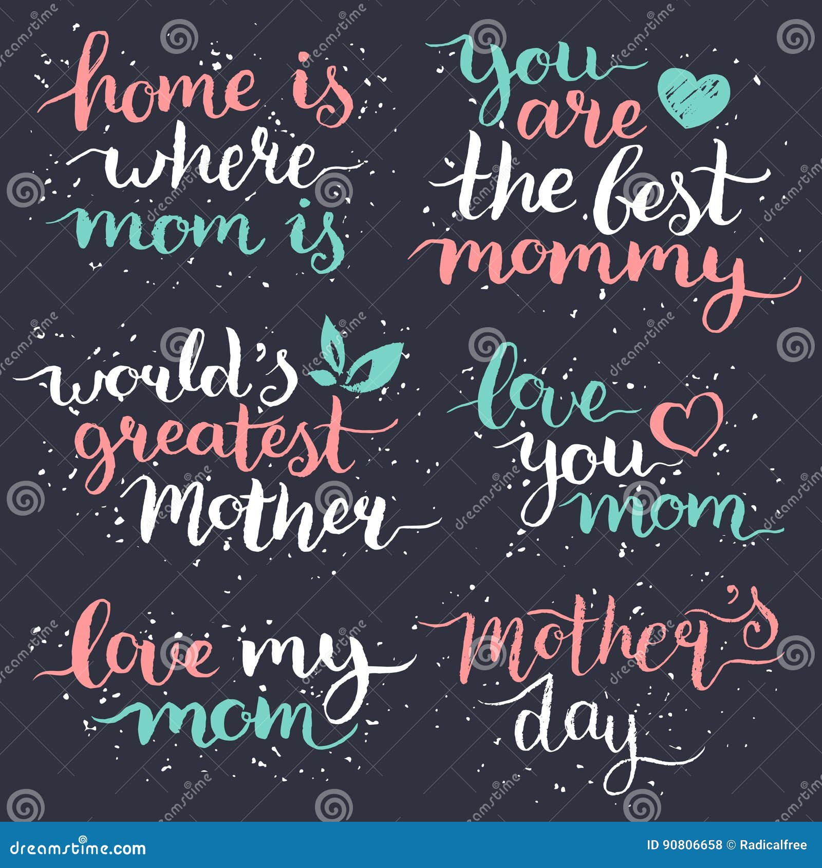 Happy Mothers Day Hand Lettering Set For Greeting Cards Posters