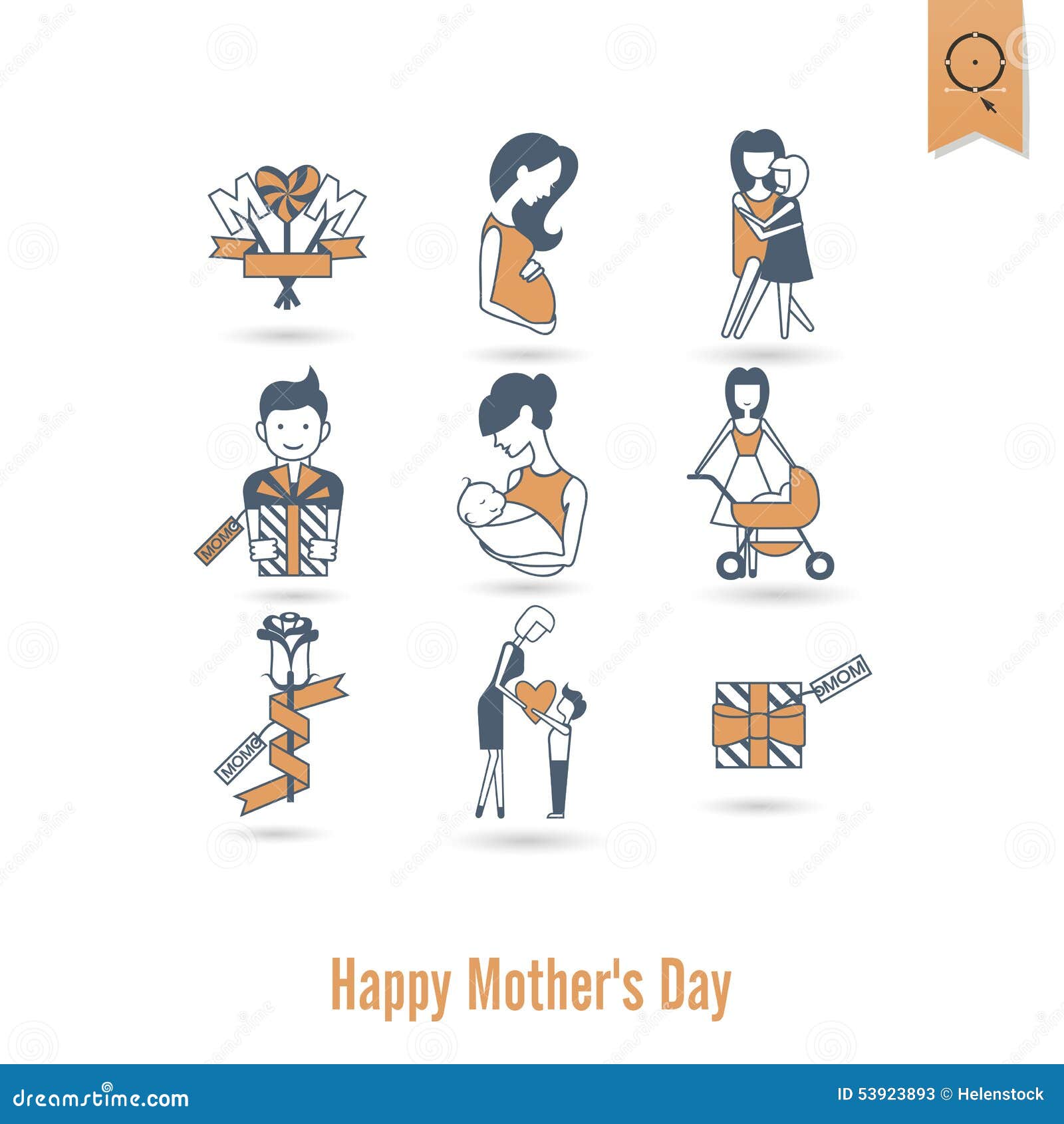 Happy Mothers Day Icons stock vector. Illustration of child - 53923893