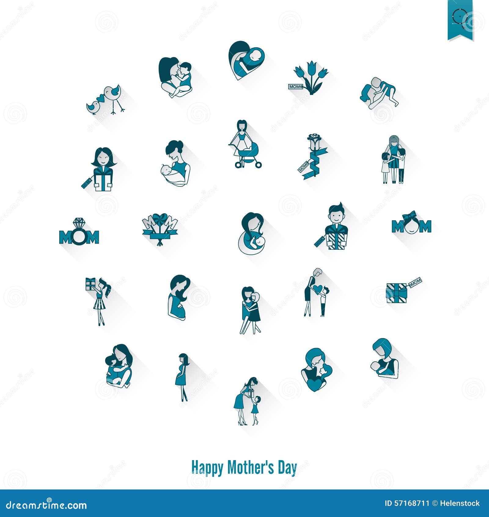 Happy Mothers Day Icons stock vector. Illustration of childcare - 57168711