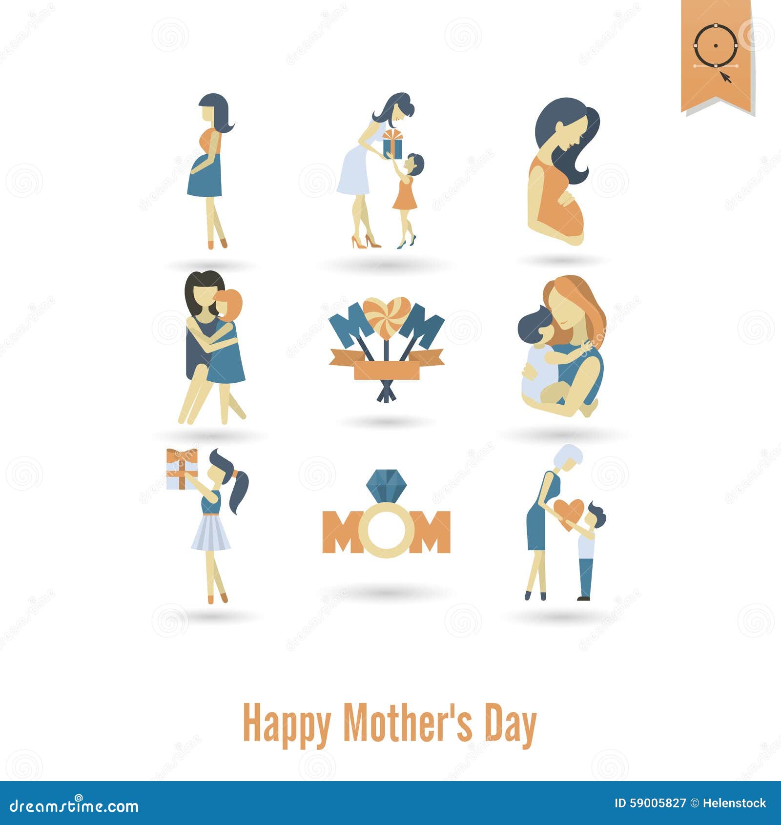 Happy Mothers Day Icons stock vector. Illustration of parent - 59005827