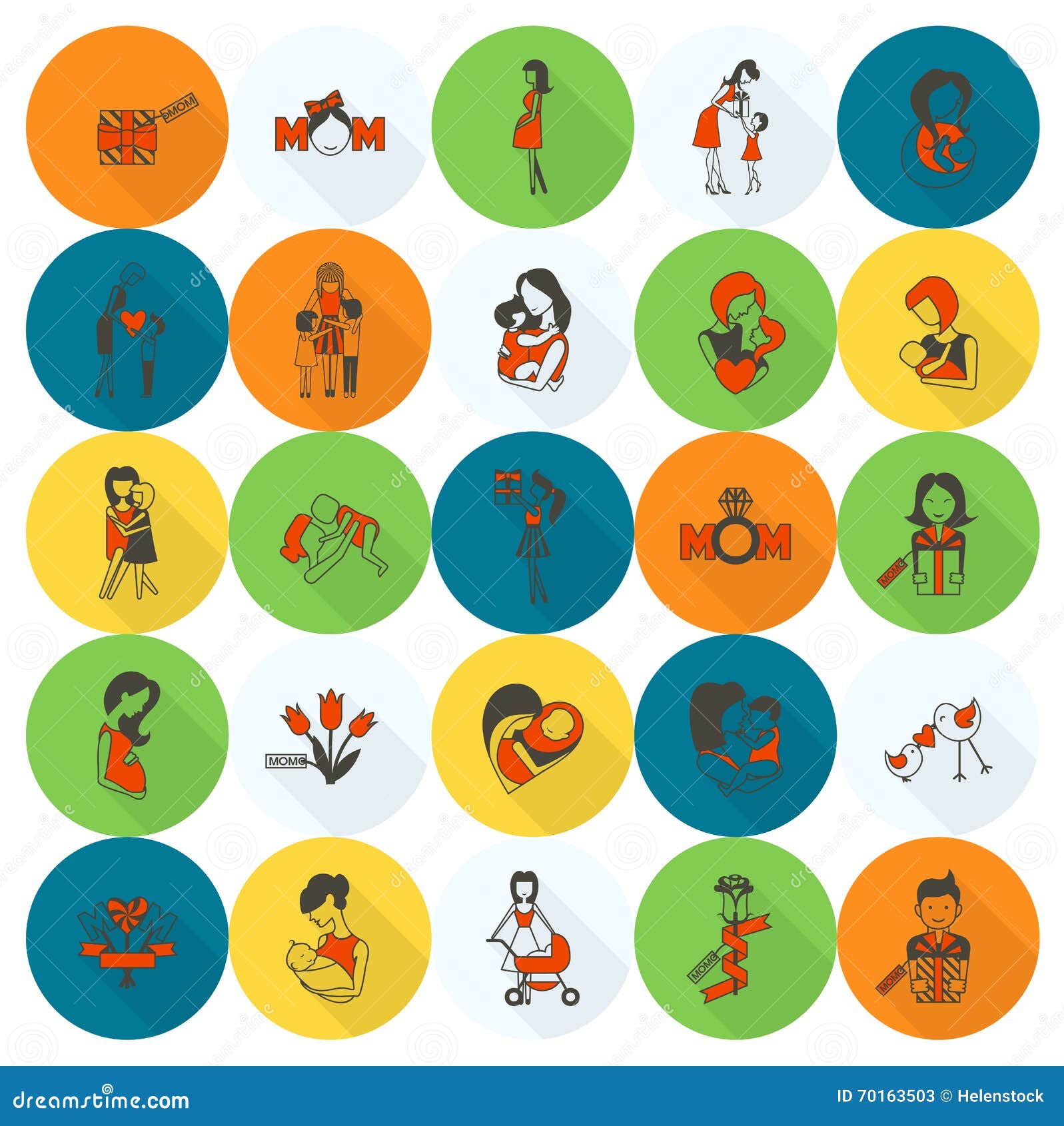 Happy Mothers Day Icons stock vector. Illustration of concept - 70163503