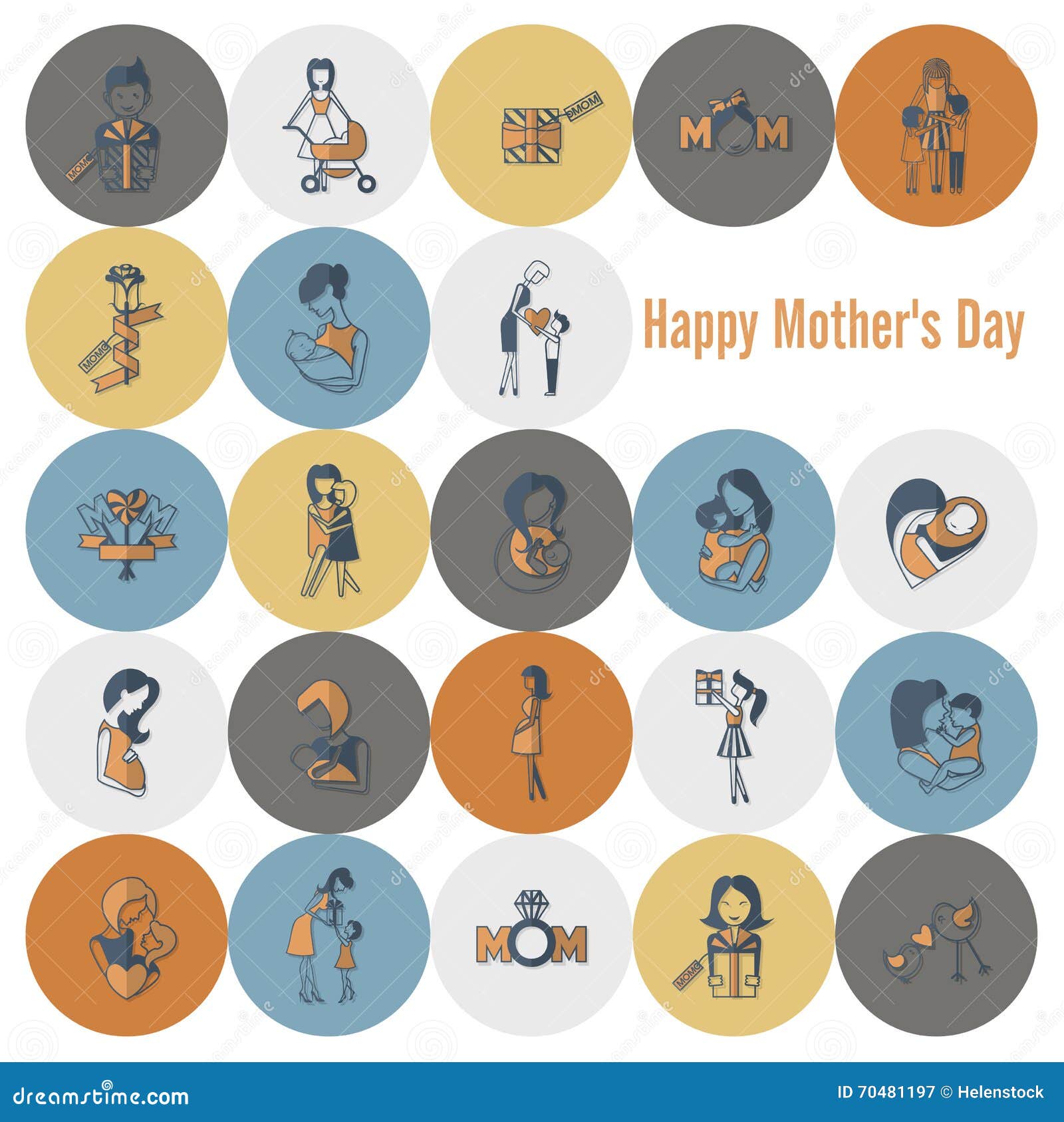 Happy Mothers Day Icons stock vector. Illustration of flower - 70481197