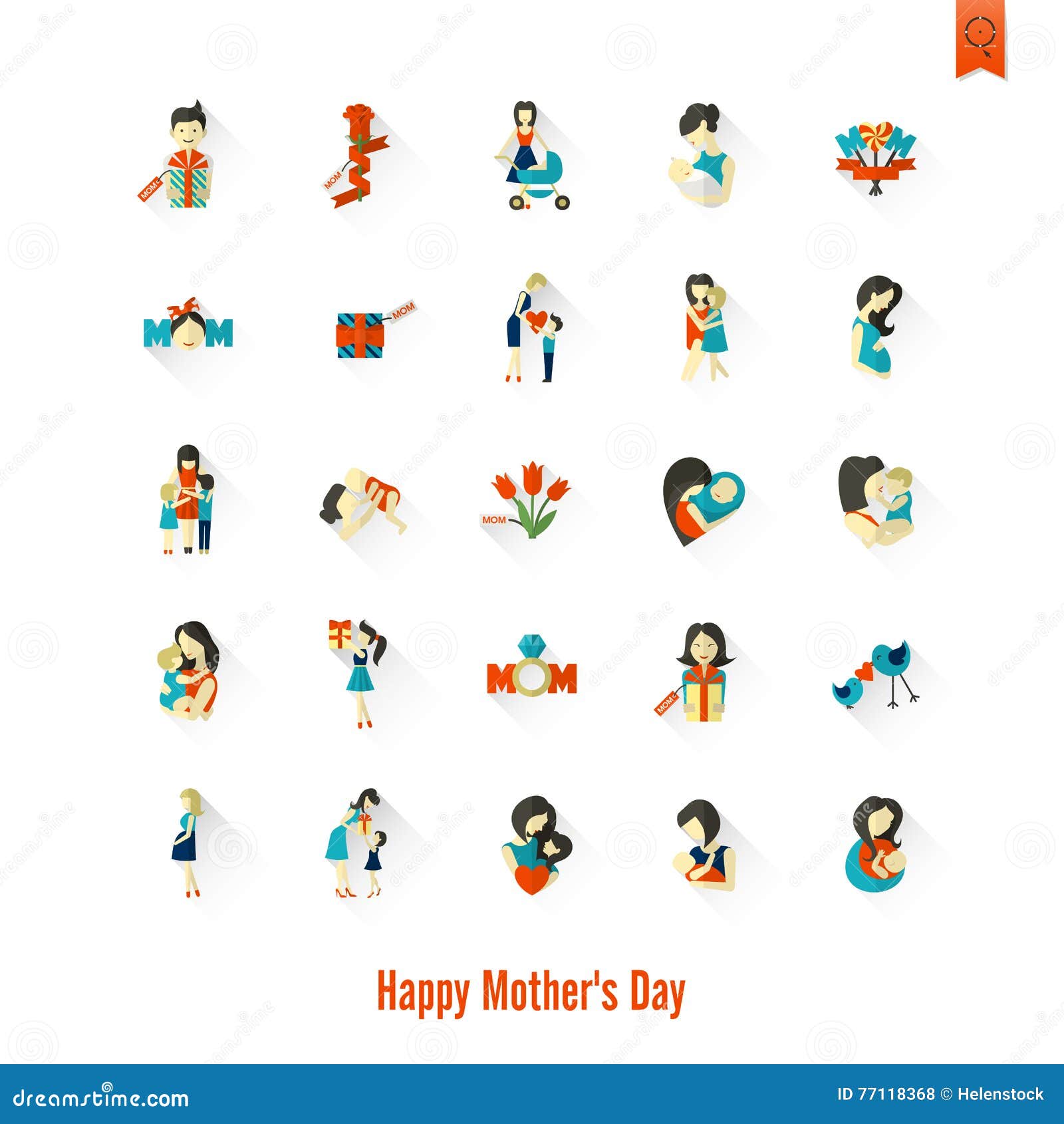 Happy Mothers Day Icons stock vector. Illustration of mother - 77118368