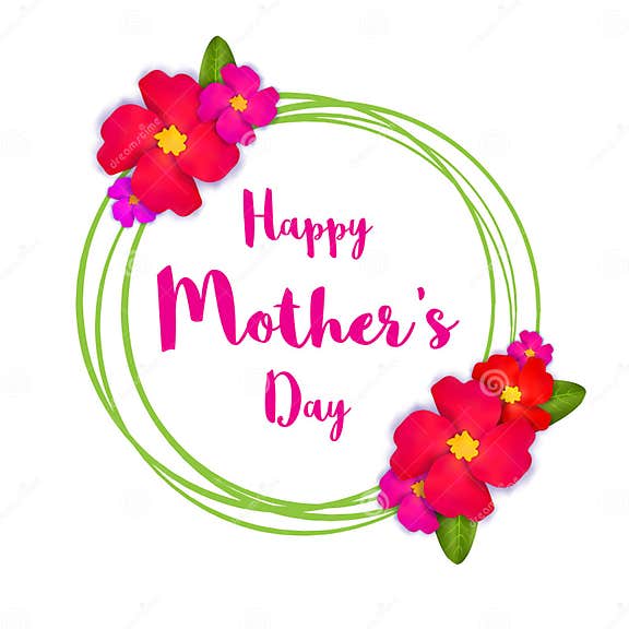 Happy Mothers Day Pinkfloral Greeting Card With Bunch Of Spring