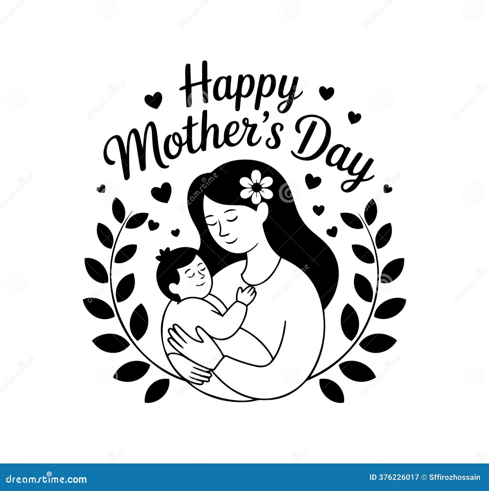 Mothers Day Vector Banner Minimalist, Mother Holding Her Daughter ...