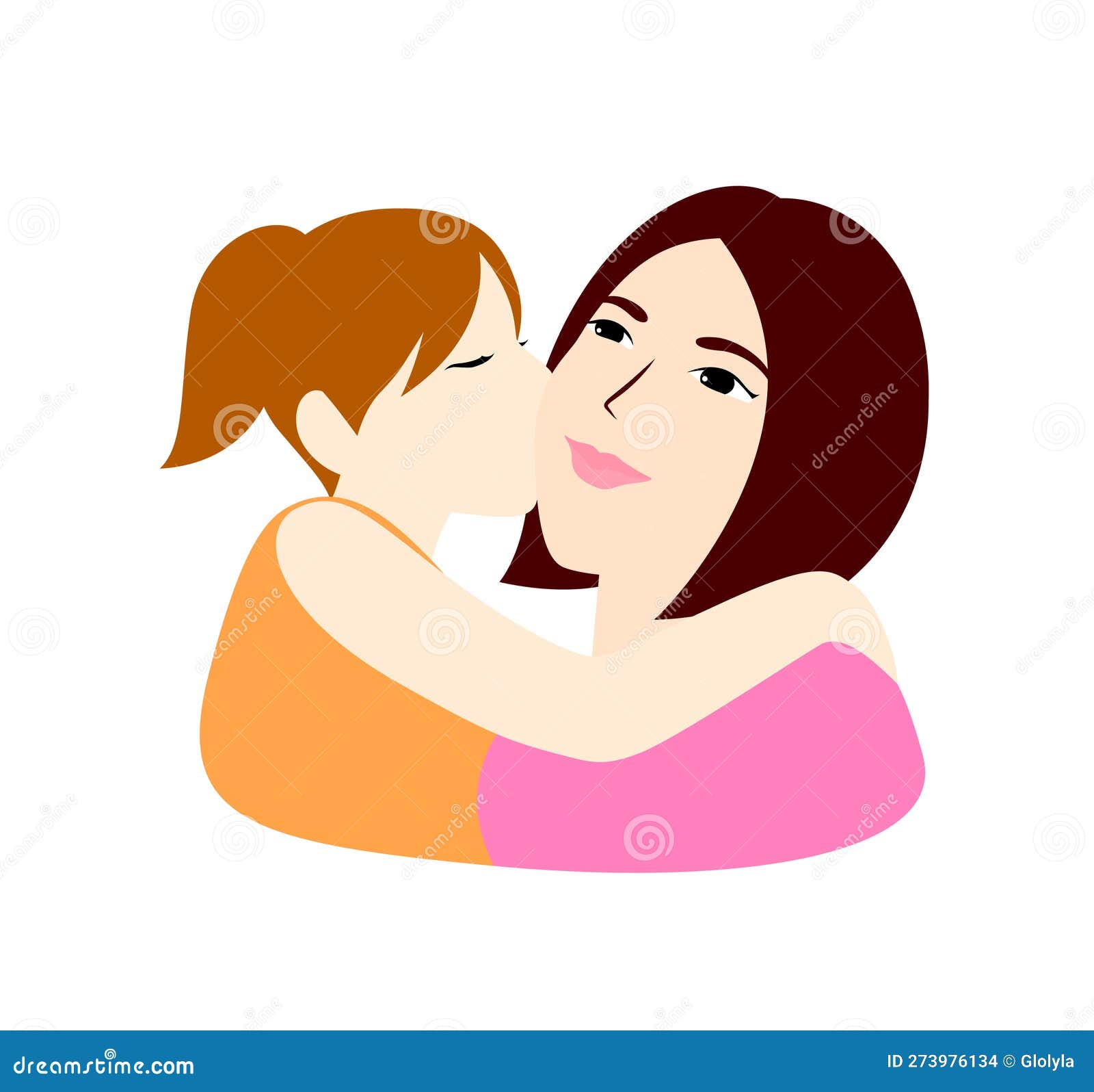 Girl Kissing Moms Cheek Stock Vector Illustration Of Kiss 273976134