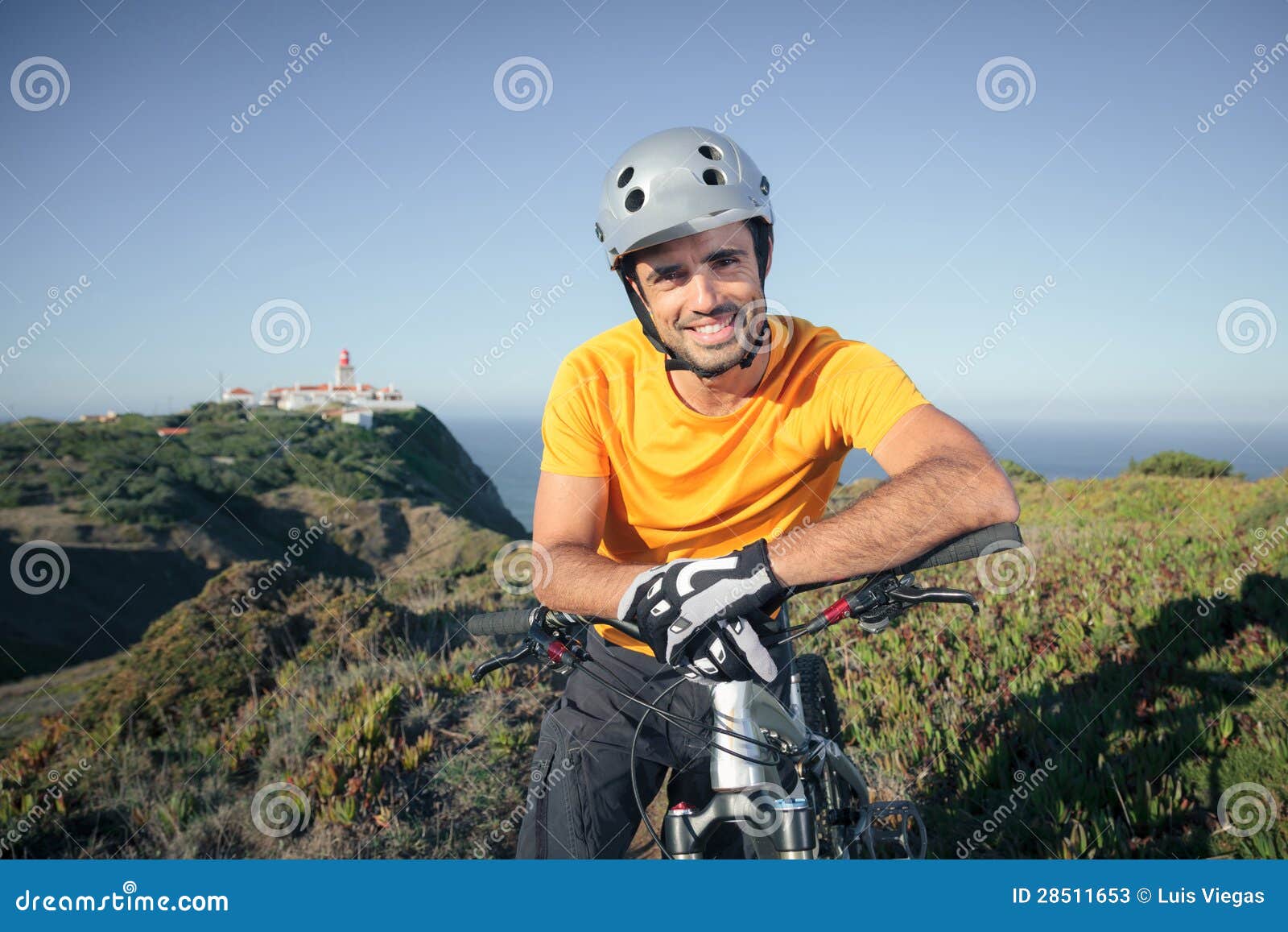 Happy Mountain Biker Smiling Stock Image - Image of explore, rider ...