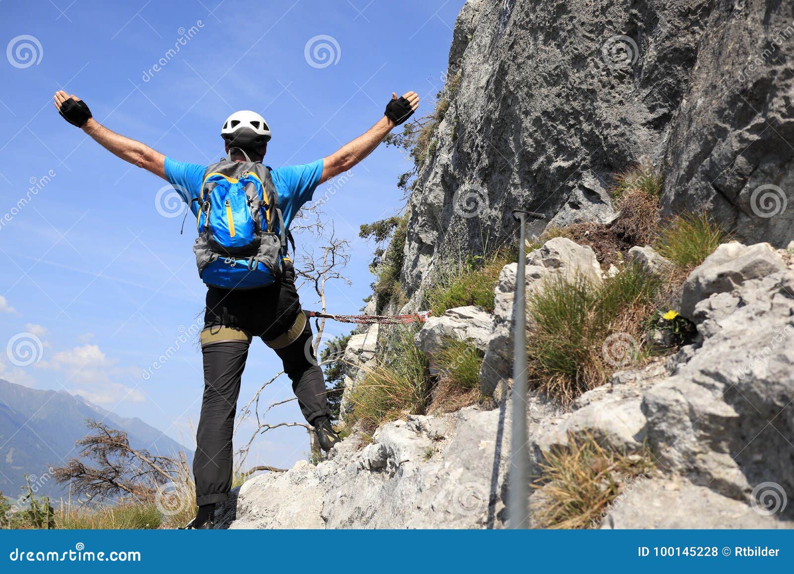 Happy mountain climber stock photo. Image of caucasian - 100145228