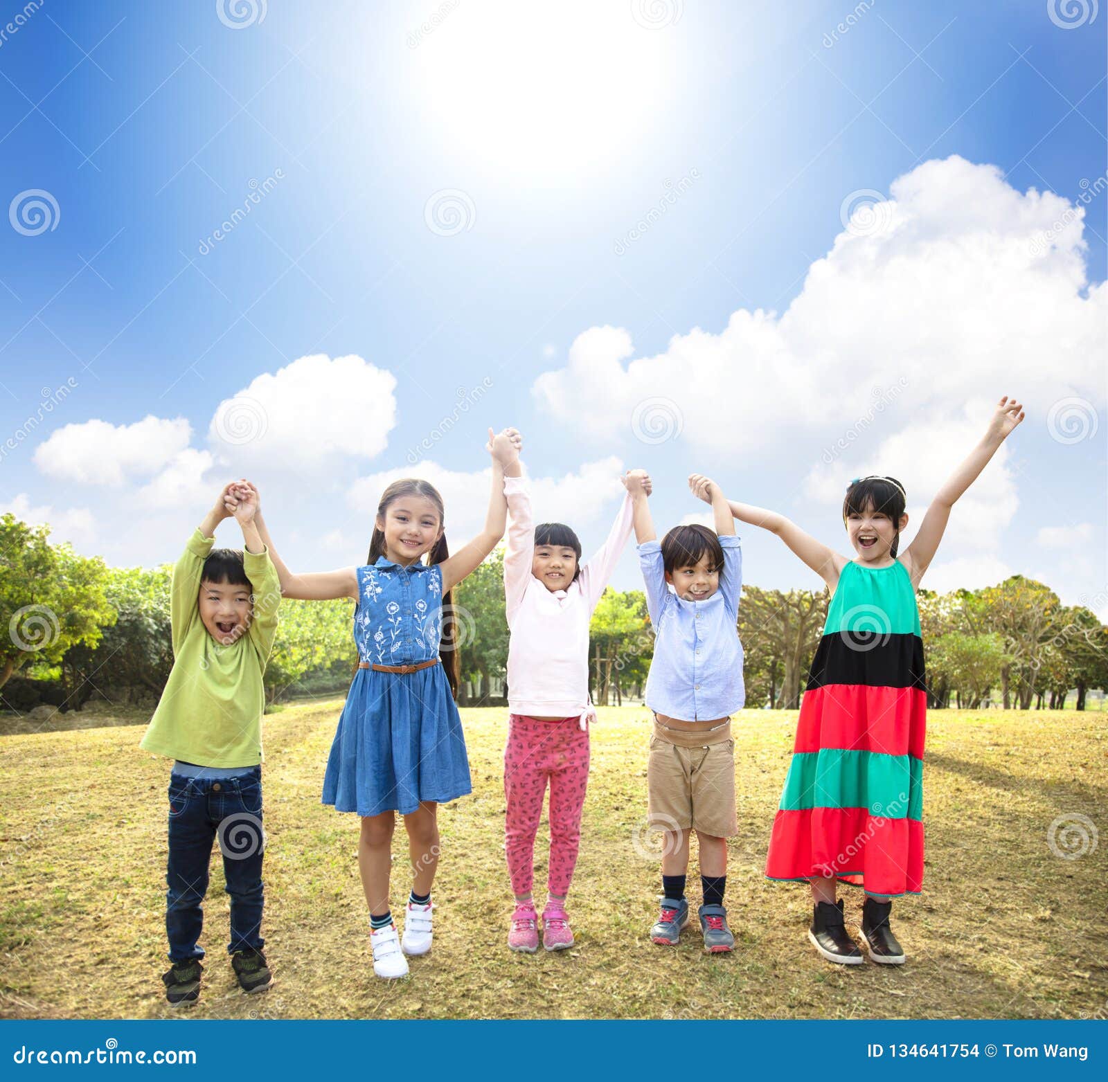 Multi-ethnic Group of School Children in Park Stock Photo - Image of ...