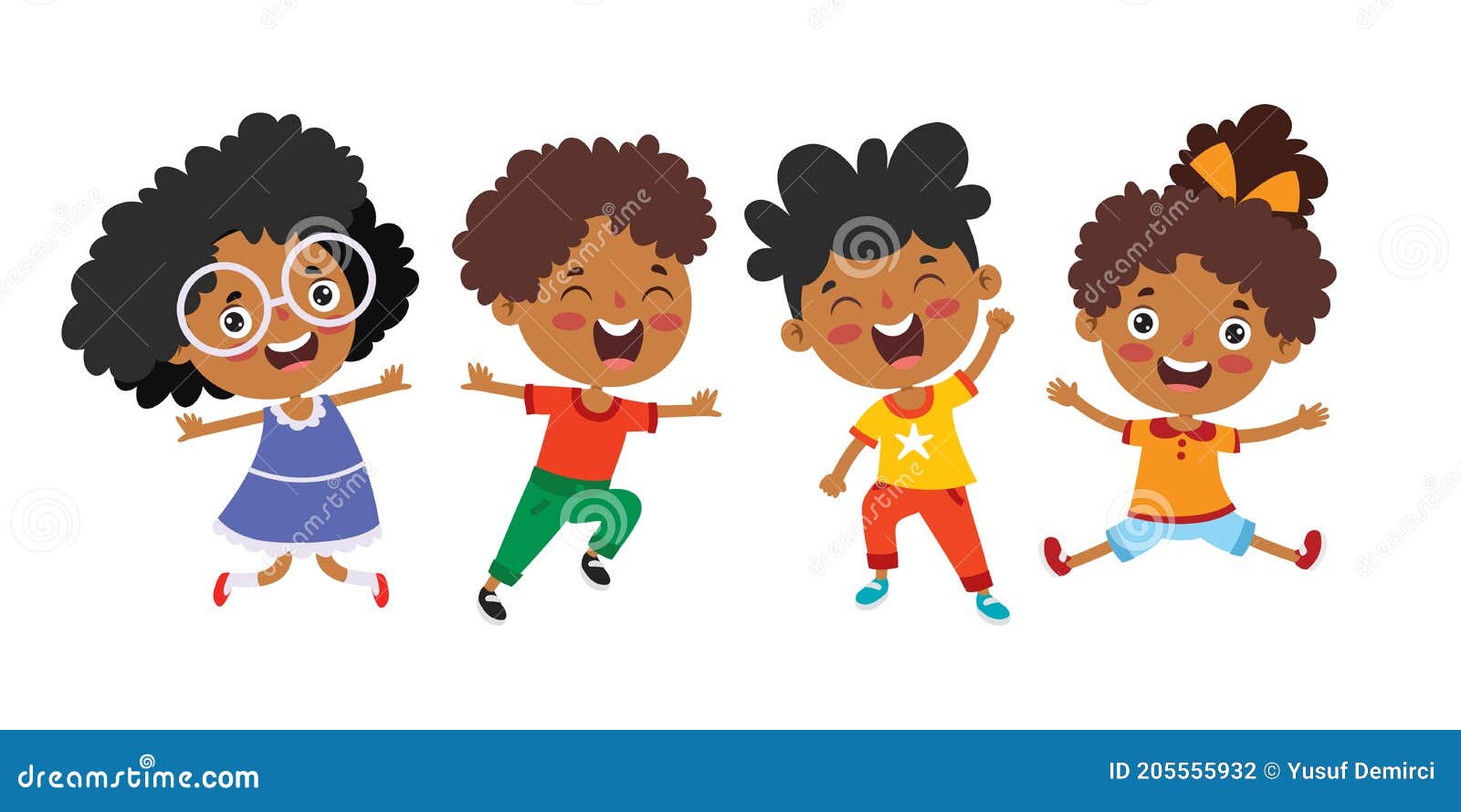 Happy Multi Ethnic Kids Playing Together Vector Illustration ...