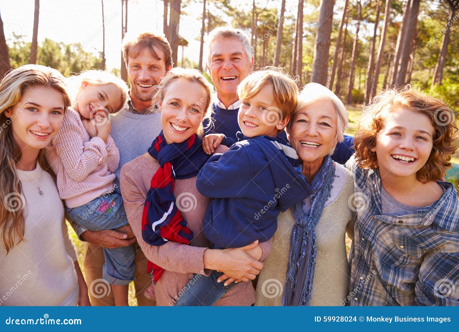 Happy Multi-generation Family Portrait in the Countryside Stock Photo ...