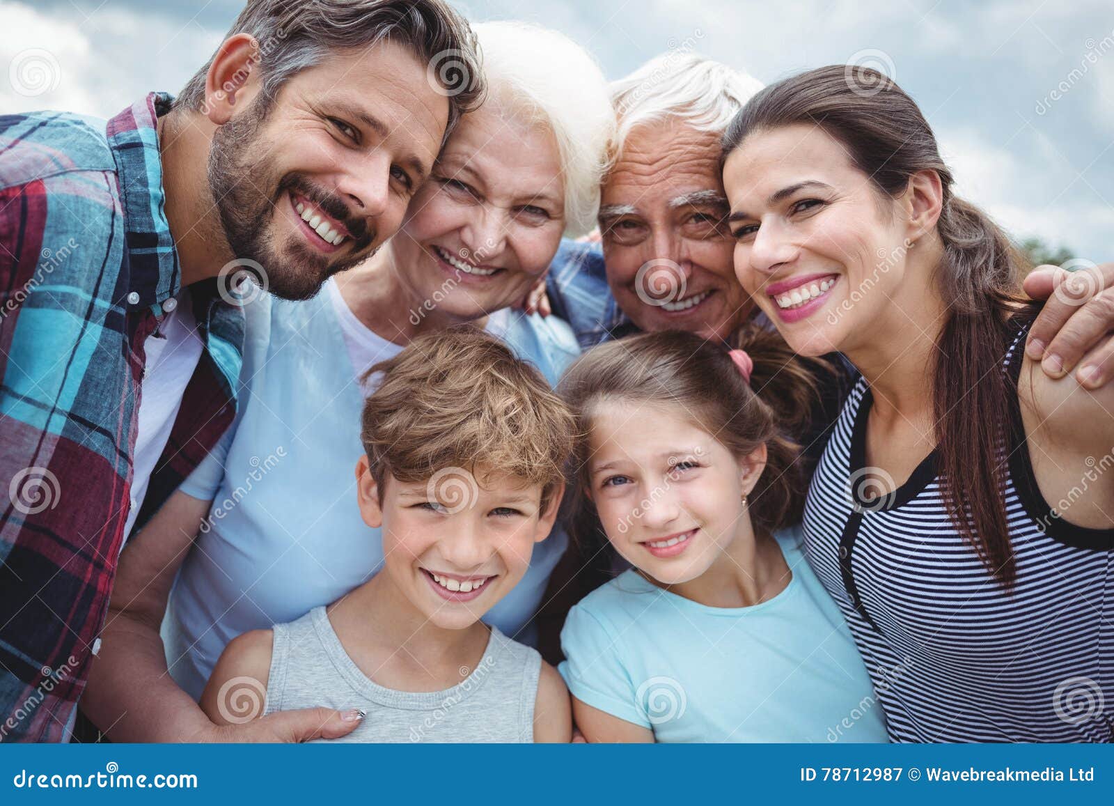Happy Multi-generation Family Standing Outdoors Stock Image - Image of ...