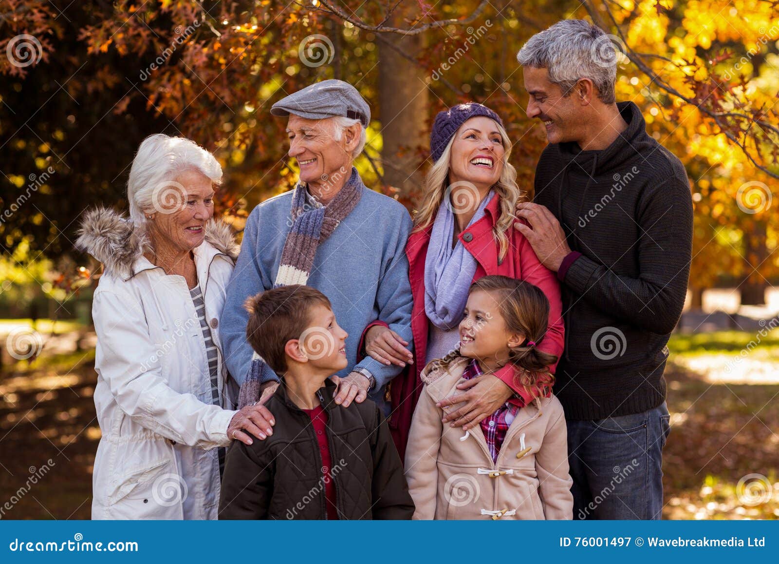 Happy Multi-generation Family Standing at Park Stock Image - Image of ...