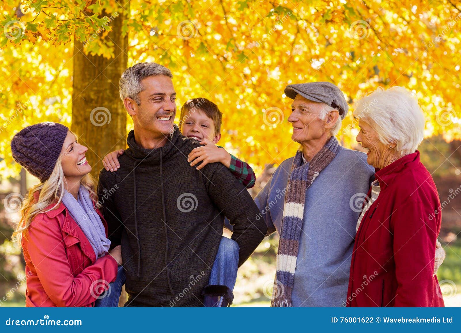 Happy Multi-generation Family Standing at Park Stock Photo - Image of ...