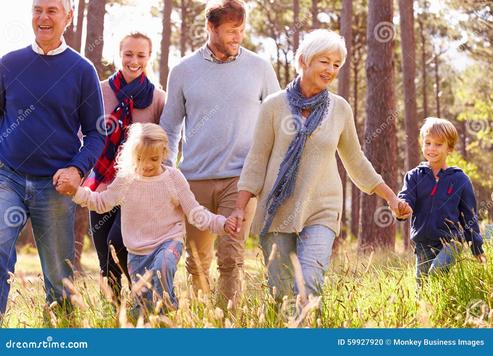 Happy Multi-generation Family Walking in the Countryside Stock Photo ...