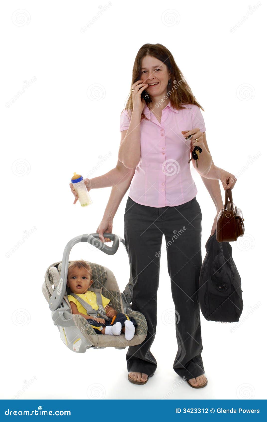 Happy Multi-Tasker stock photo. Image of carry, carring - 3423312