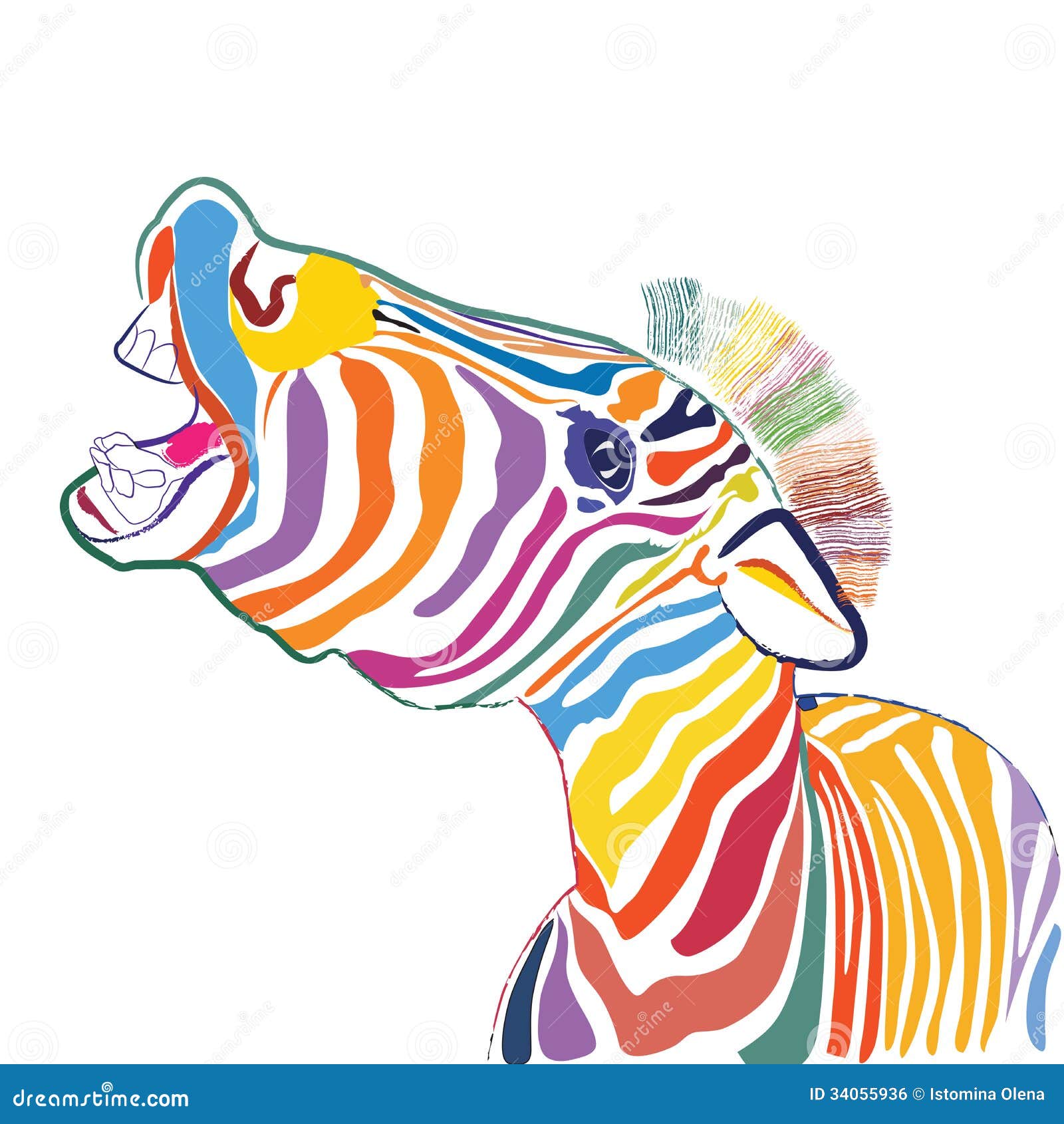 A happy multicolored zebra stock vector. Illustration of isolated ...
