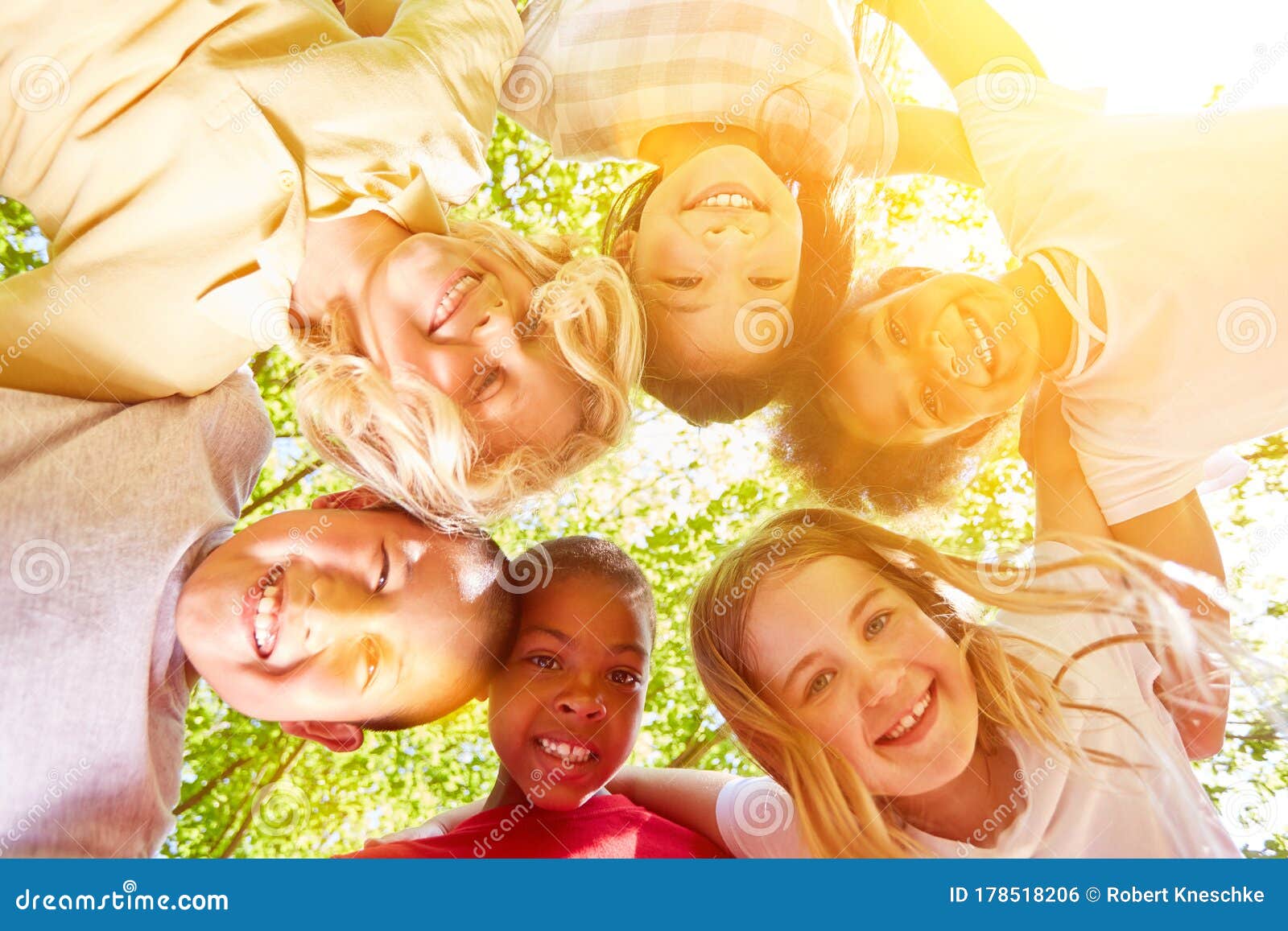 Happy Multicultural Kids in the Circle Stock Photo - Image of ...