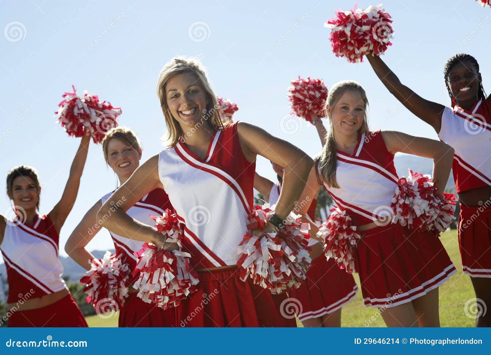 Happy Multiethnic Cheerleaders Stock Photo - Image of american ...