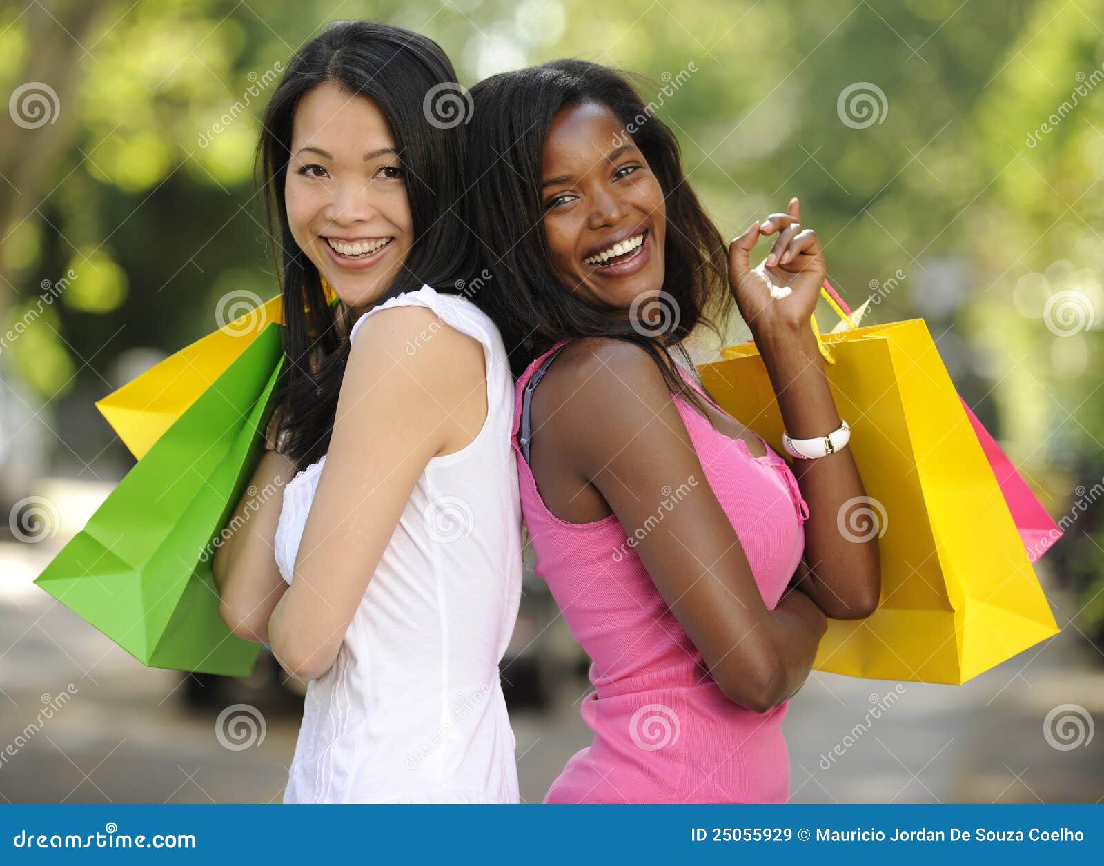 Happy Multiethnic Friends Shopping Stock Image - Image of consumer ...