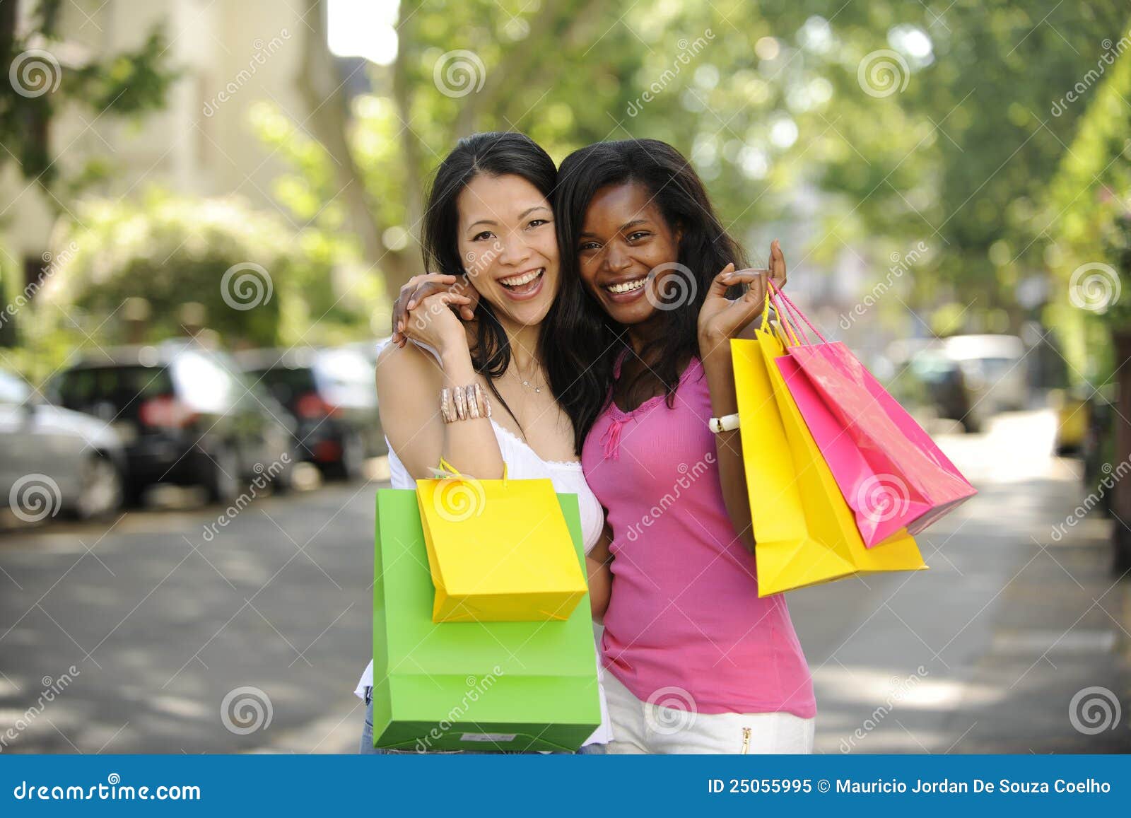 Happy Multiethnic Friends Shopping Stock Image - Image of multiethnic ...