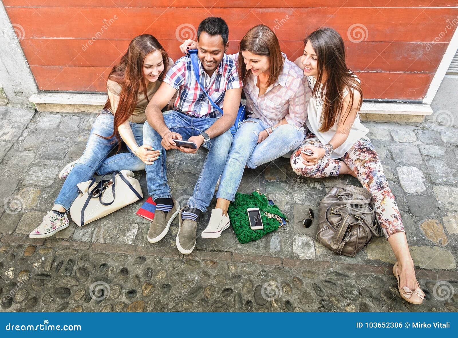 Multiracial Best Friends Millennials Looking Each Other With Backlight