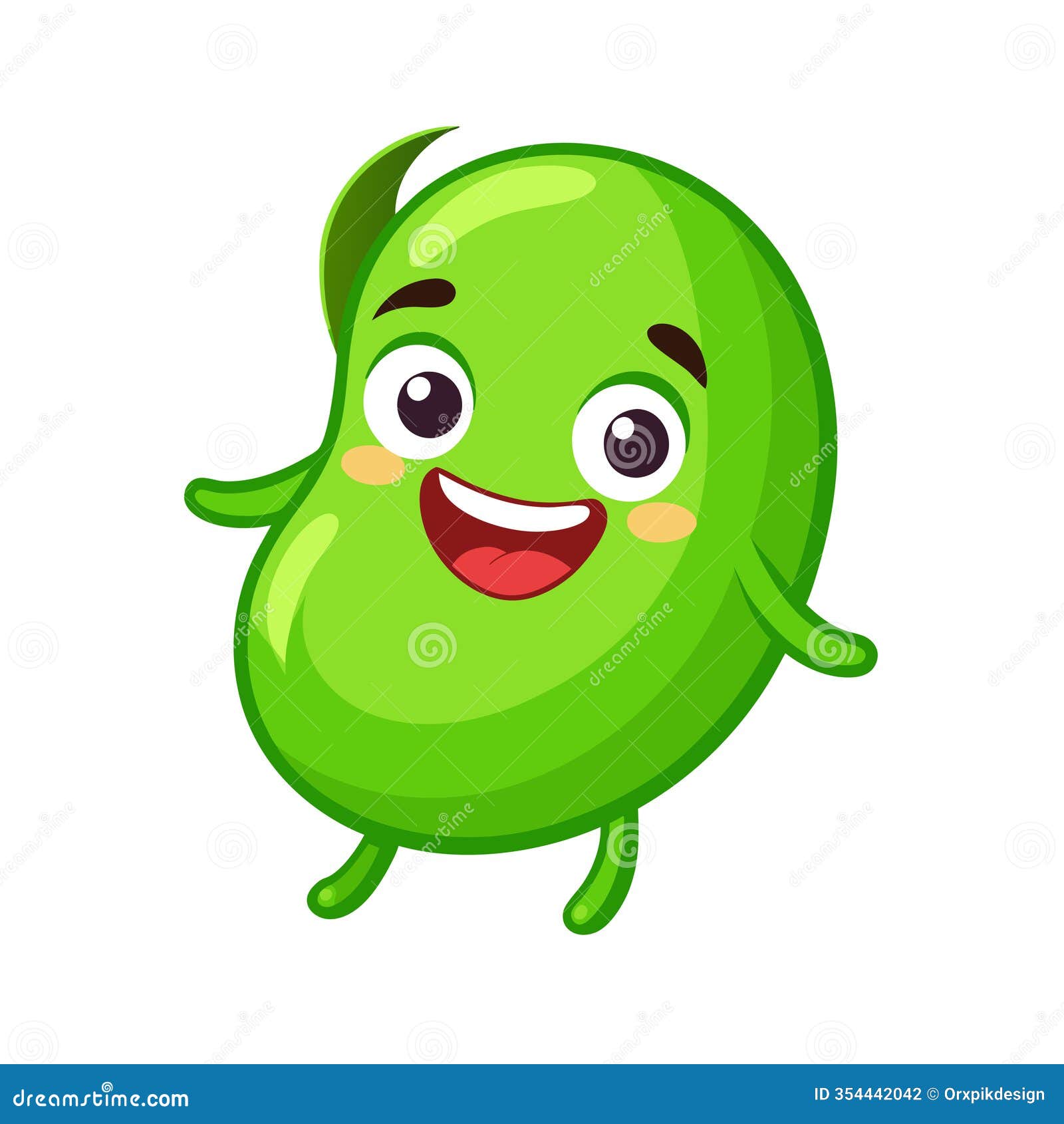 Happy Mung Bean Character with Unique Features Stock Vector ...