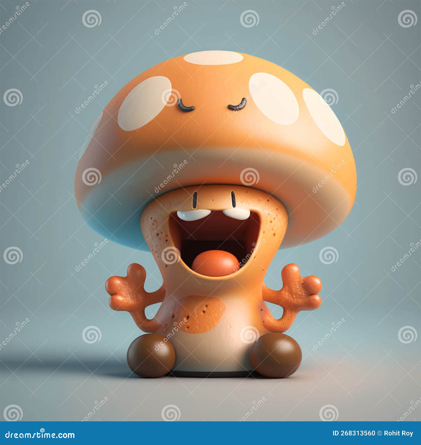 Happy Mushroom Character stock photo. Image of face - 268313560