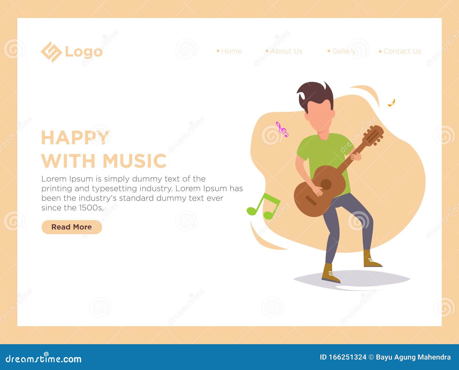 Happy with Music stock illustration. Illustration of startup - 166251324