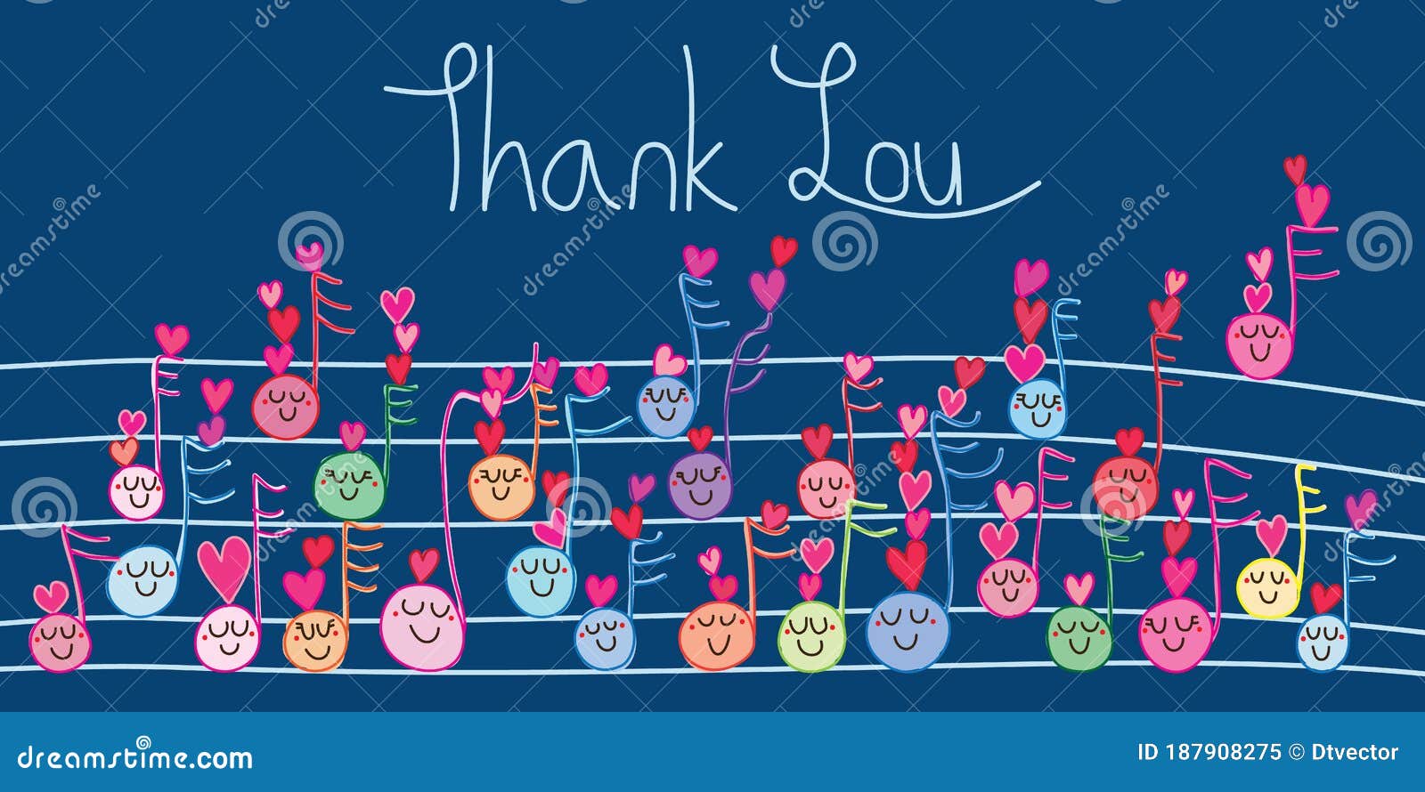 Happy Music Note Thank You Card Stock Vector - Illustration of trendy ...