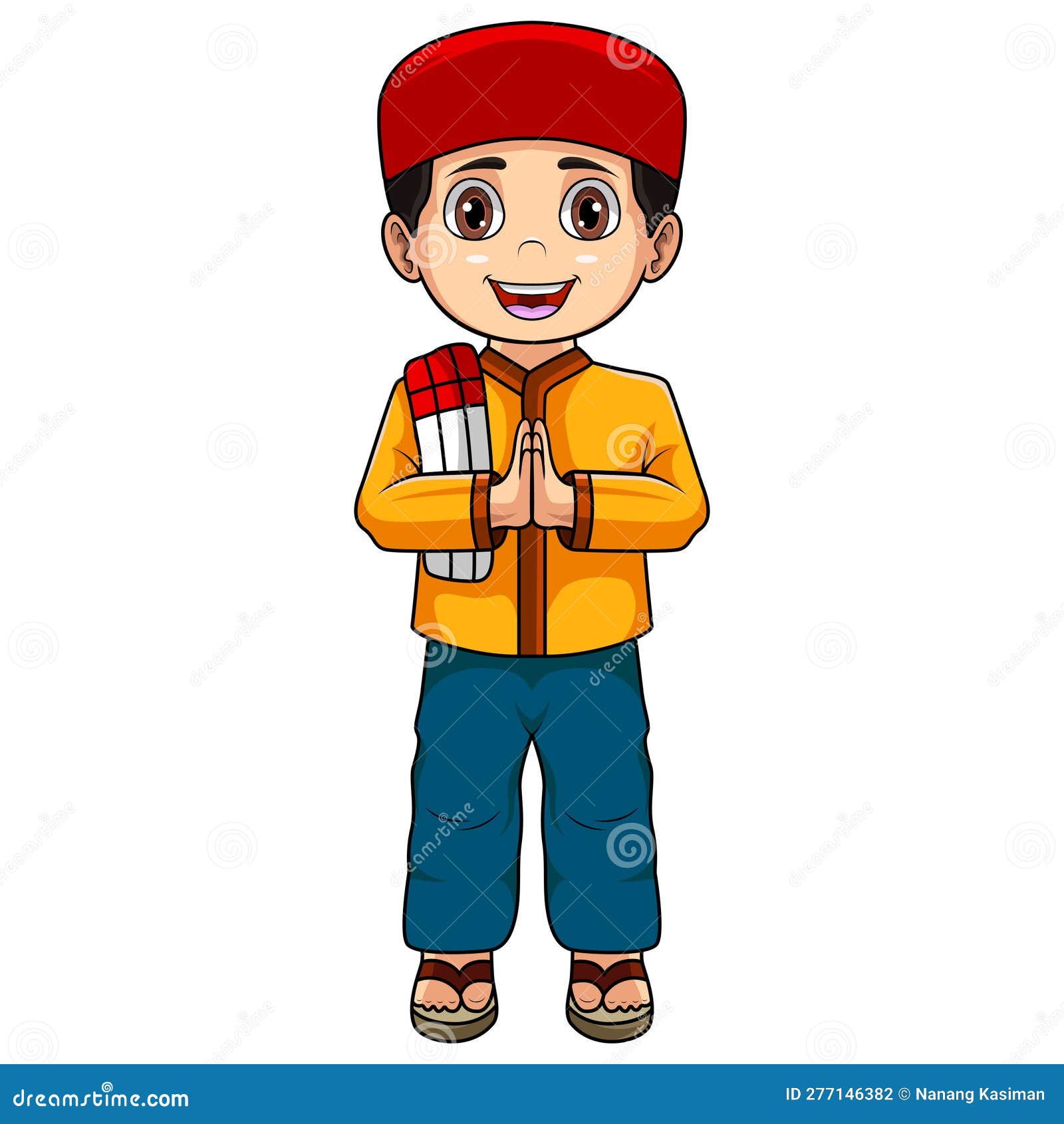 Happy muslim man cartoon stock vector. Illustration of clothing - 277146382