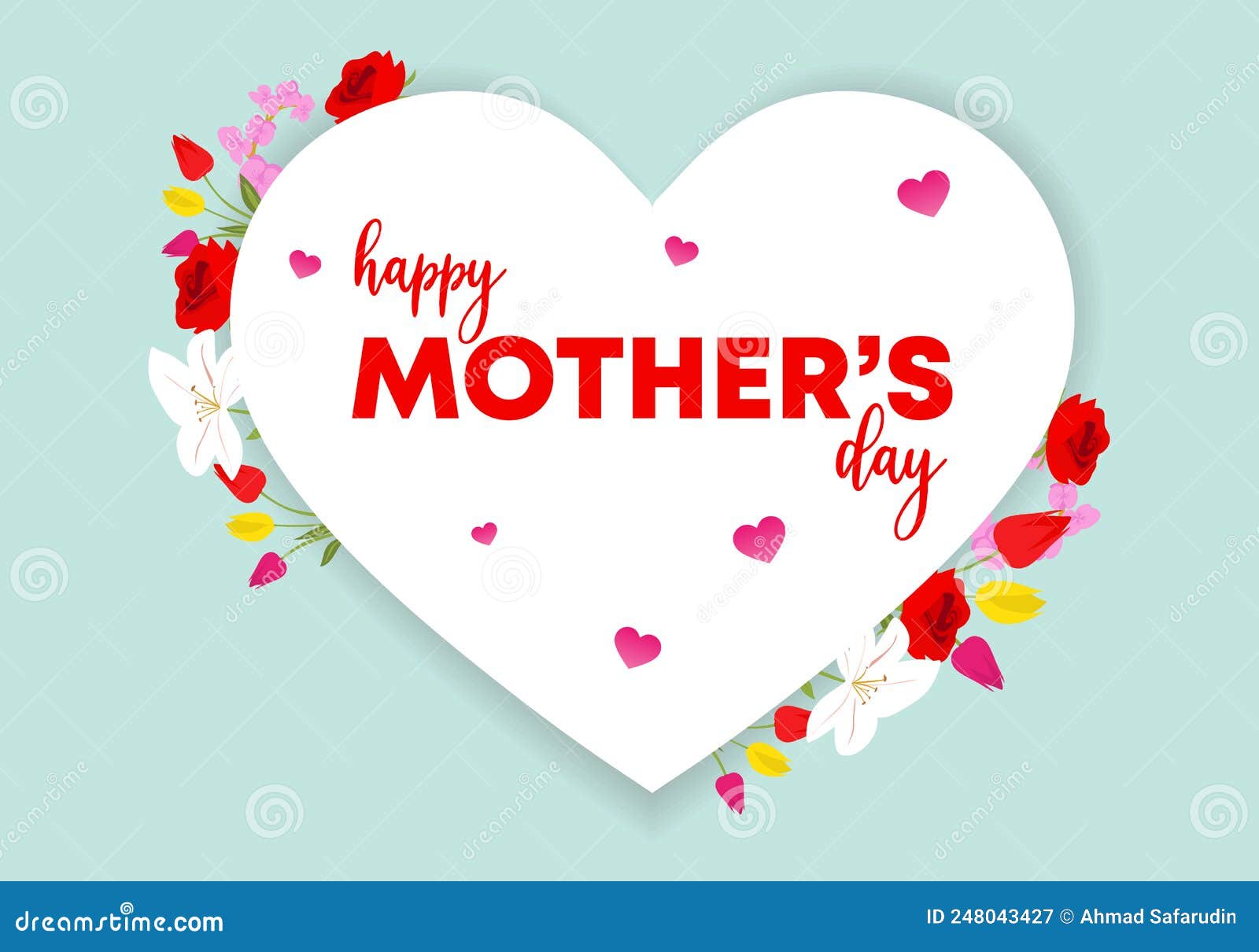 Happy Mutter Day Hintergrund Mit Blume Und Liebessymbol Stock Abbildung ...