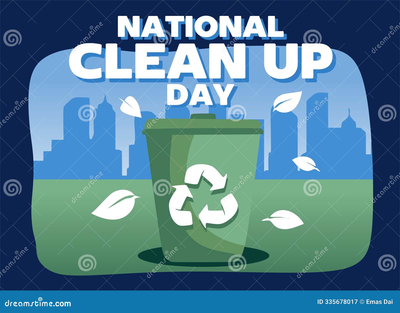 Happy National Cleanup Day with a Trash Can Stock Vector - Illustration ...