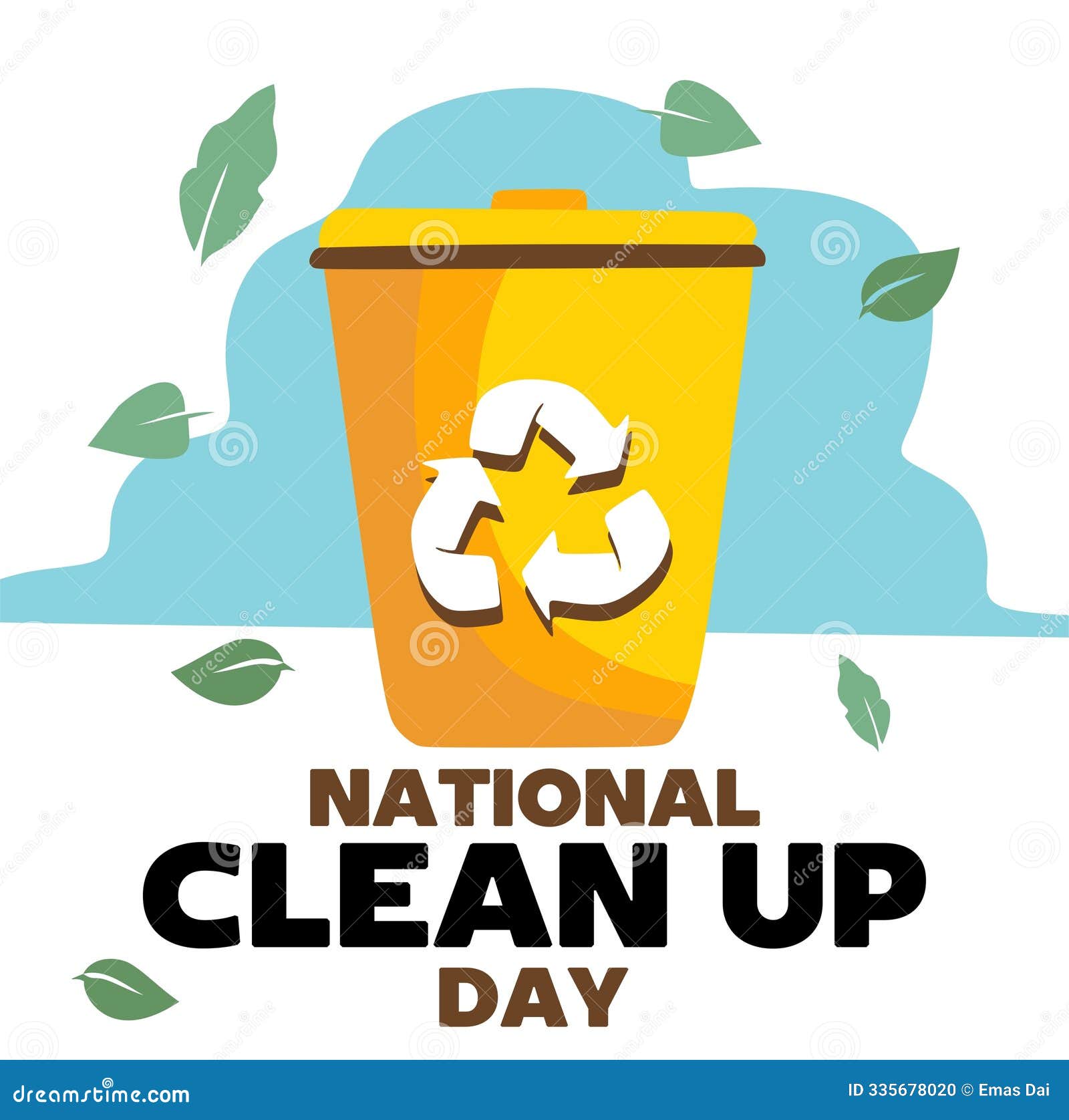Happy National Cleanup Day with a Trash Can Stock Vector - Illustration ...