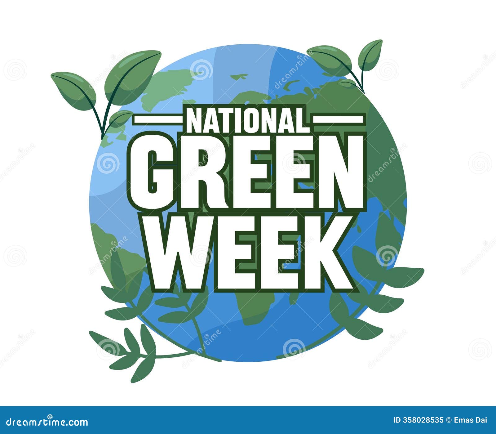 Happy National Green Week with Green Leaves Stock Illustration ...