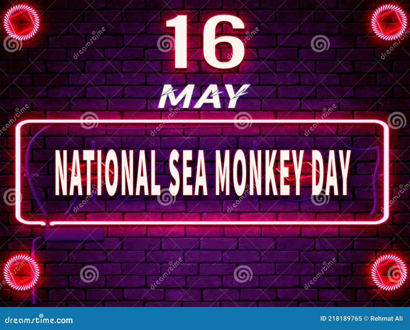 16 May, National Sea Monkey Day. Neon Text Effect on Bricks Background ...