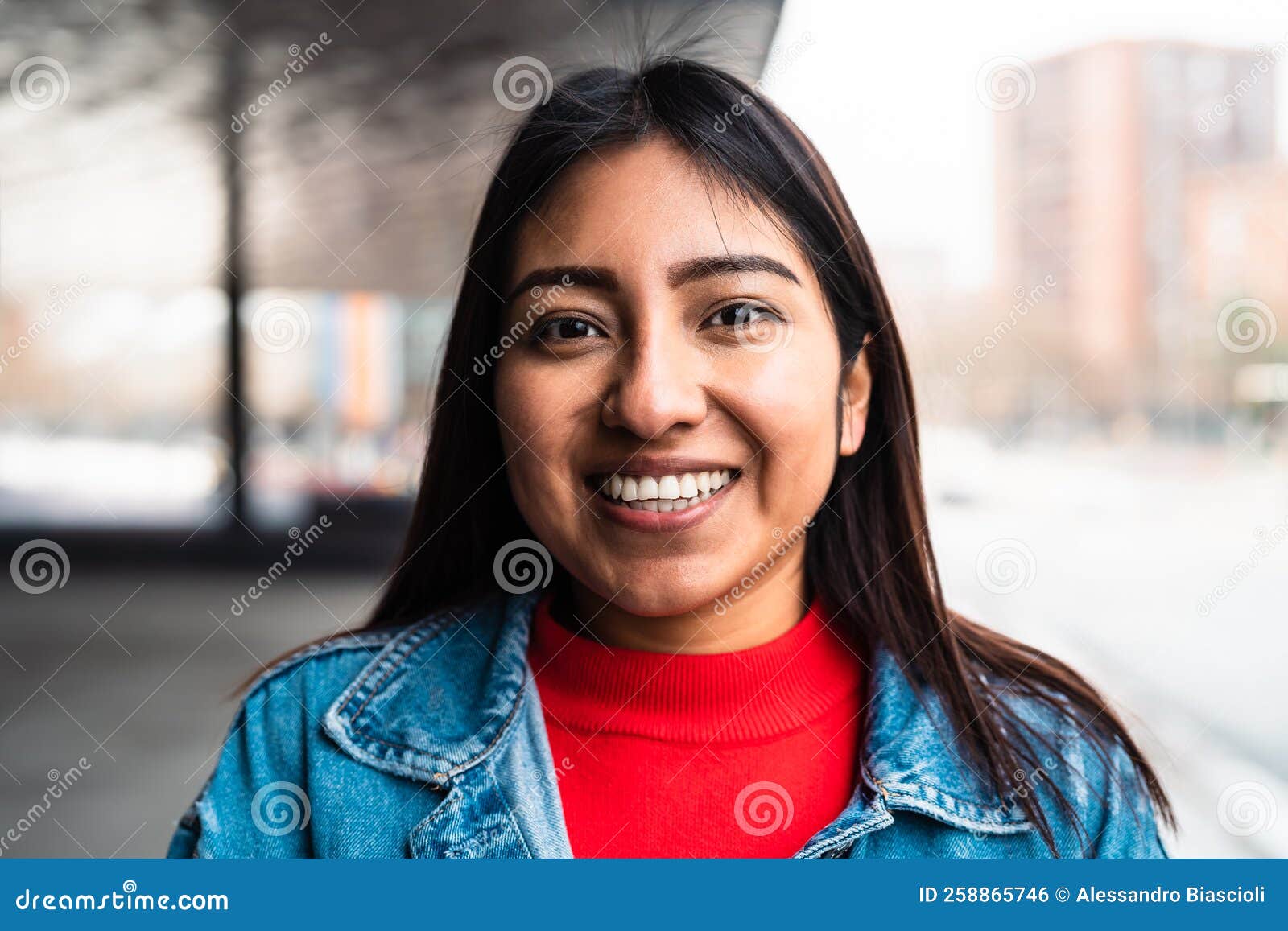 Happy Native American Young Woman Smiling in Camera Stock Photo - Image ...