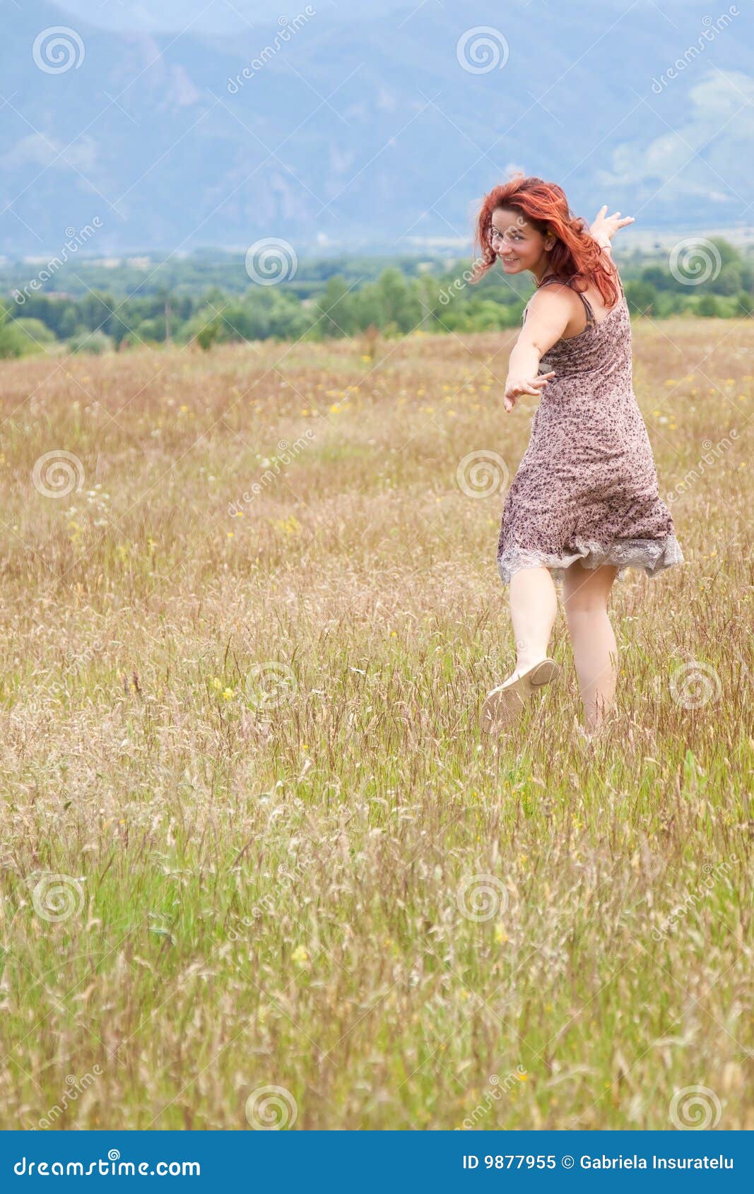 Happy in nature stock image. Image of dancing, woman, happiness - 9877955