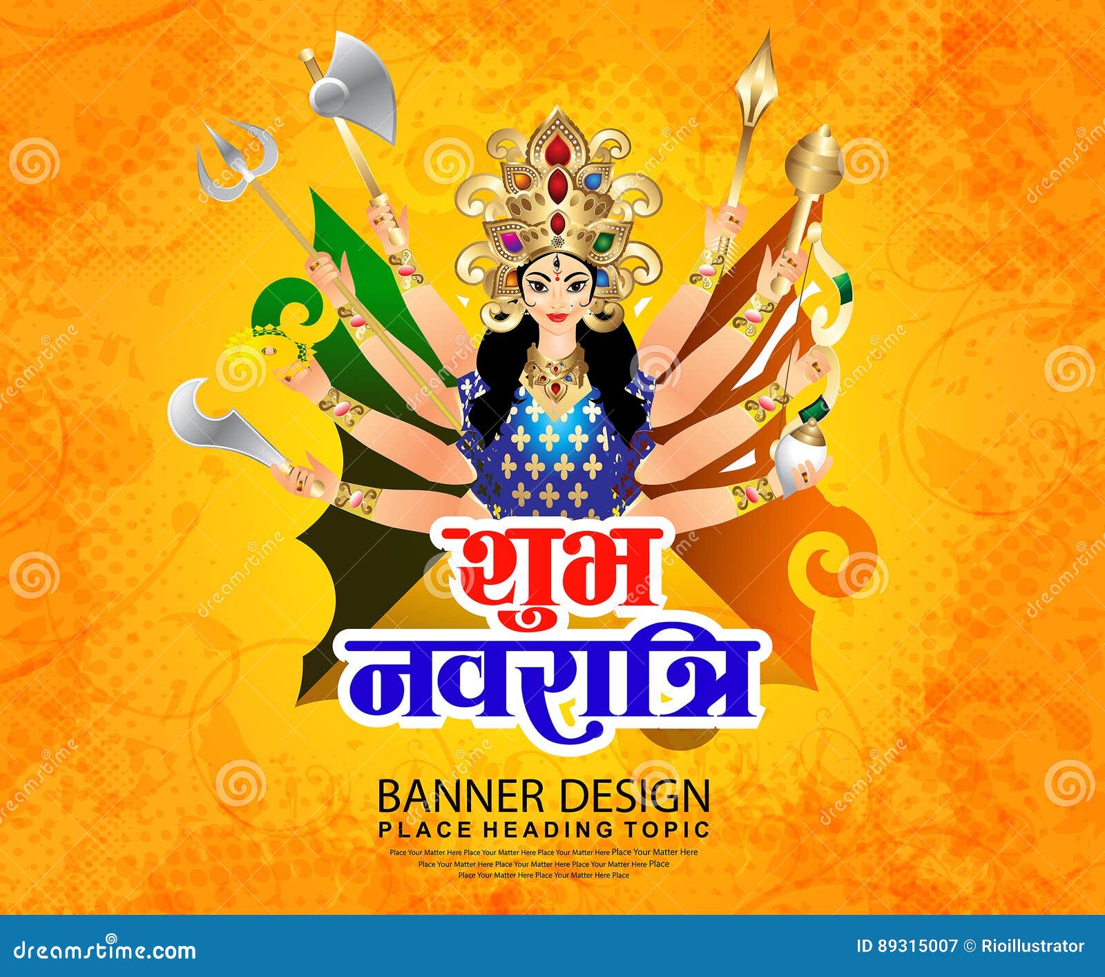 Happy Navratri Poster Design With Goddess Durga Face On Blue Royalty ...