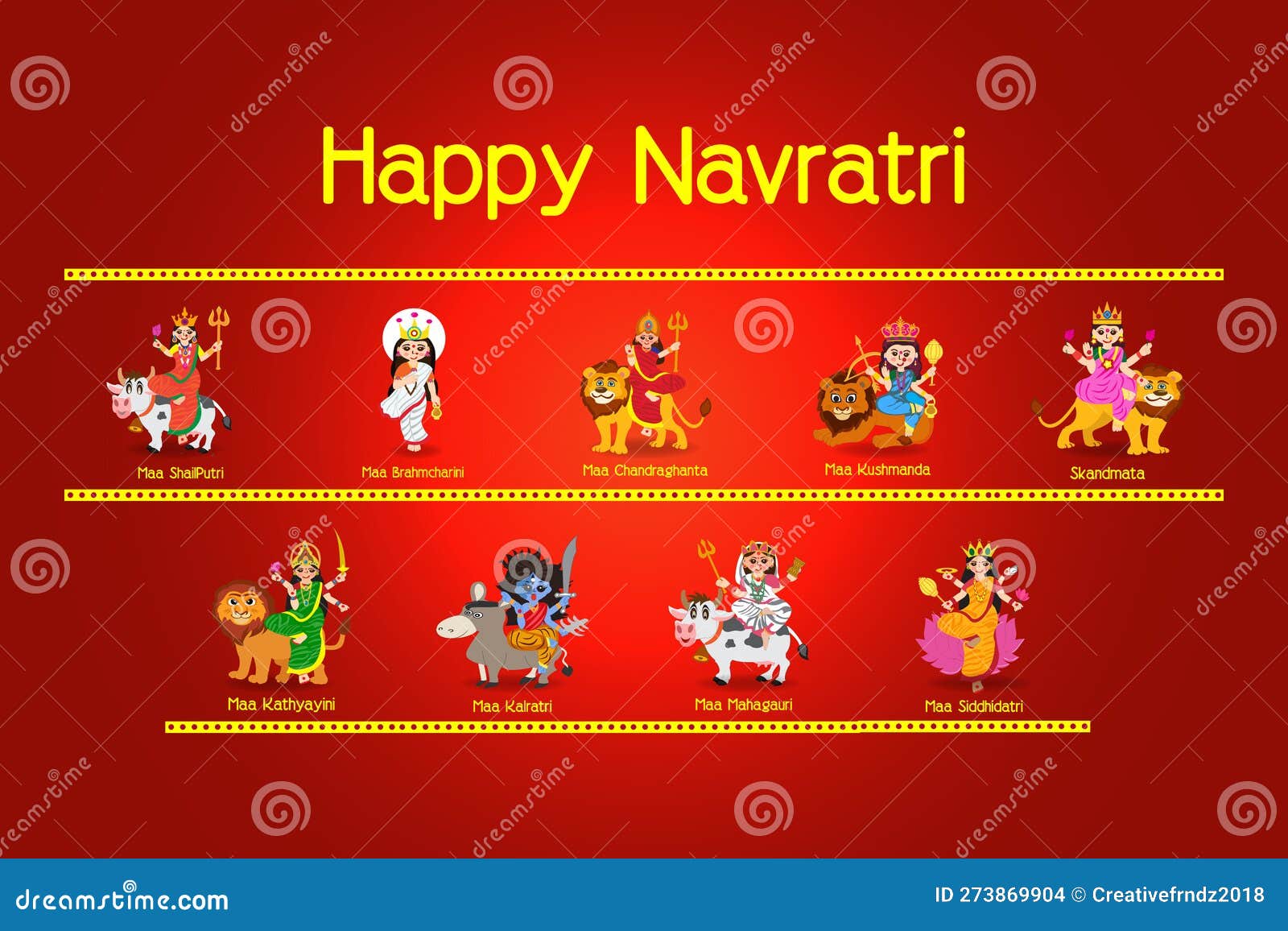 Happy Navratri - Goddess Durga - All Nine Forms of Durga Maa Stock ...