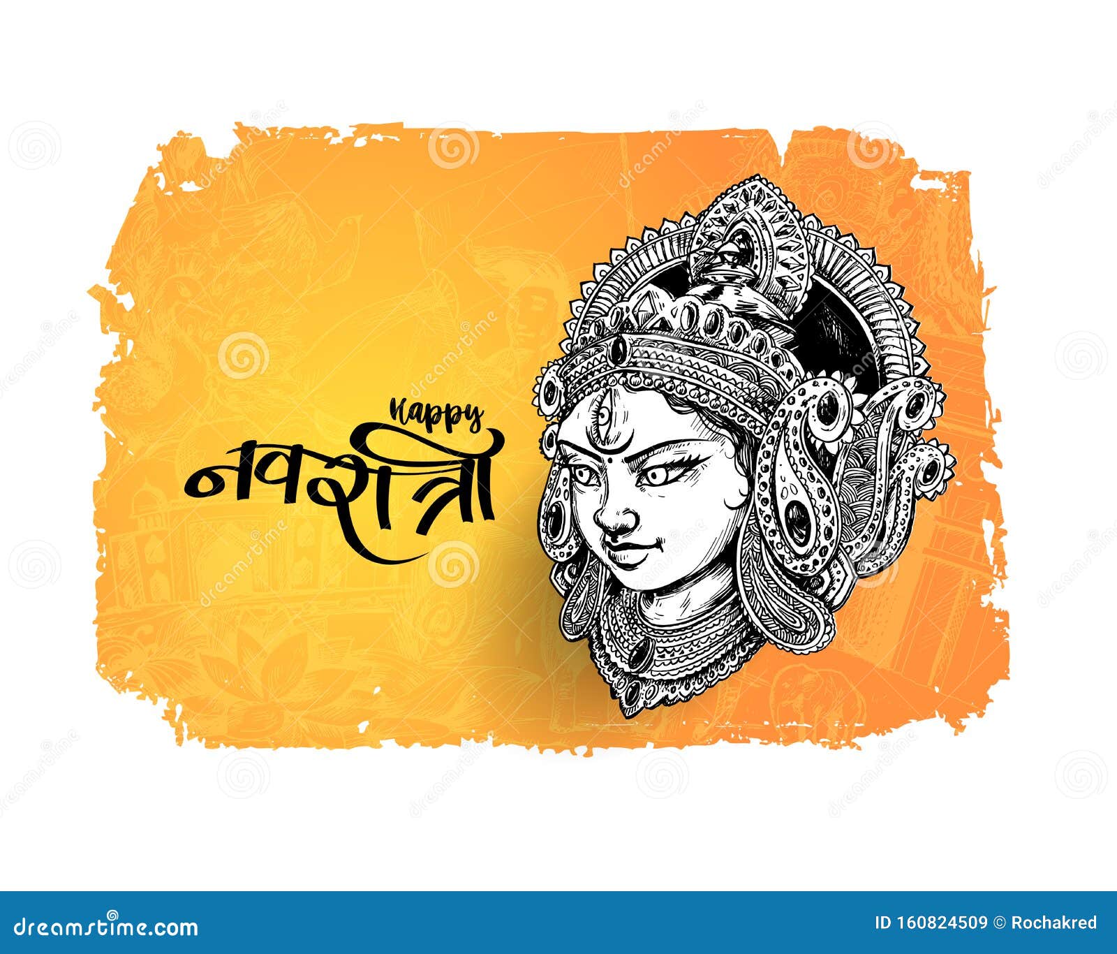Beautiful Devi Mata Face For Durga Puja Festival Background Cartoon ...