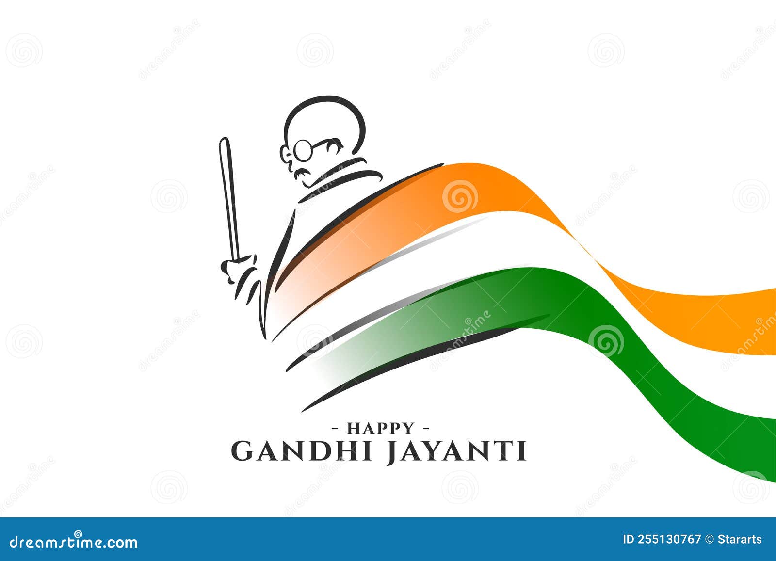 Happy 2nd October Holiday Template with Indian Flag Vector Stock Vector ...