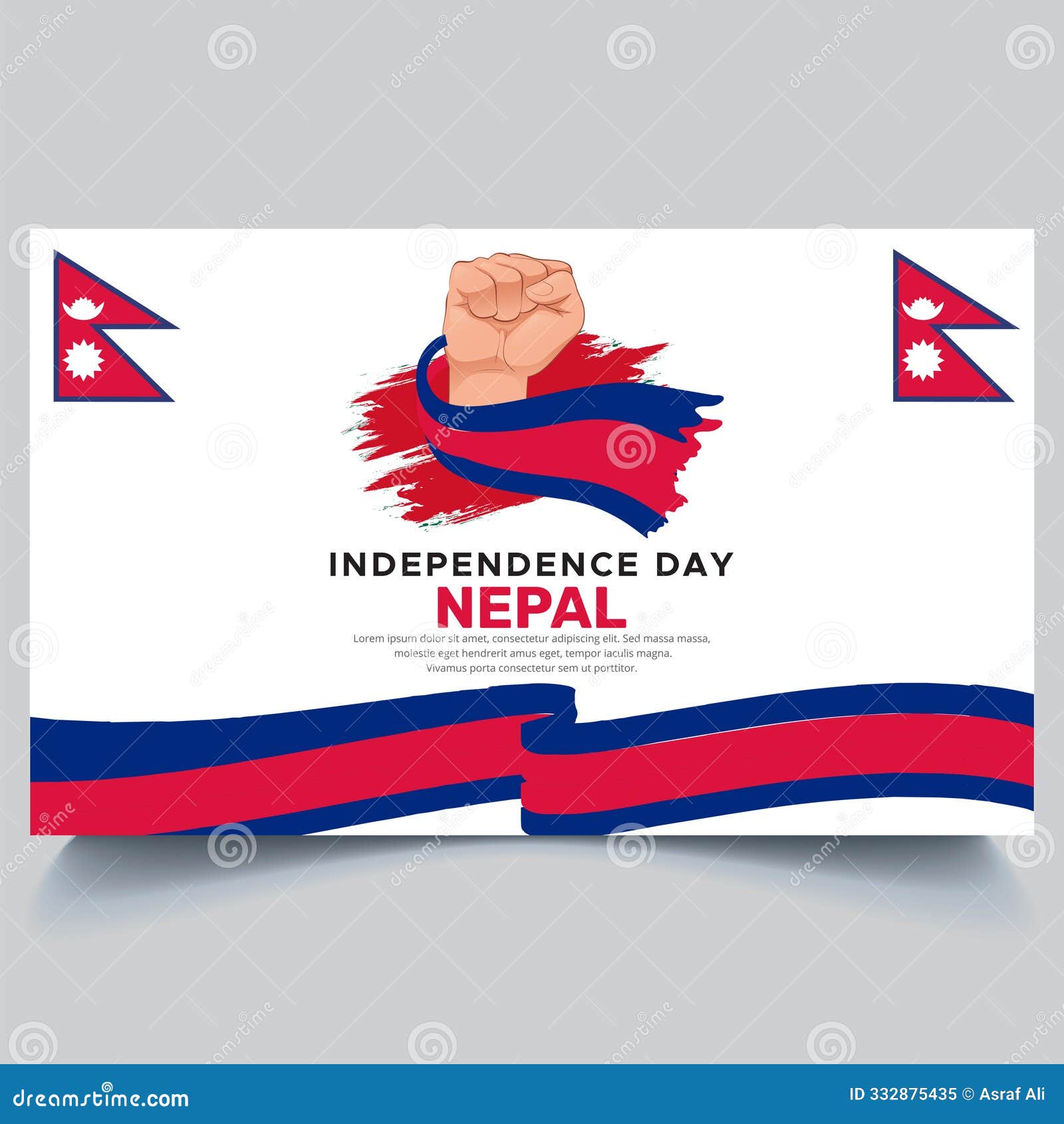 Happy Nepal Independence Day Banner and Hand Flag Design Stock Vector ...