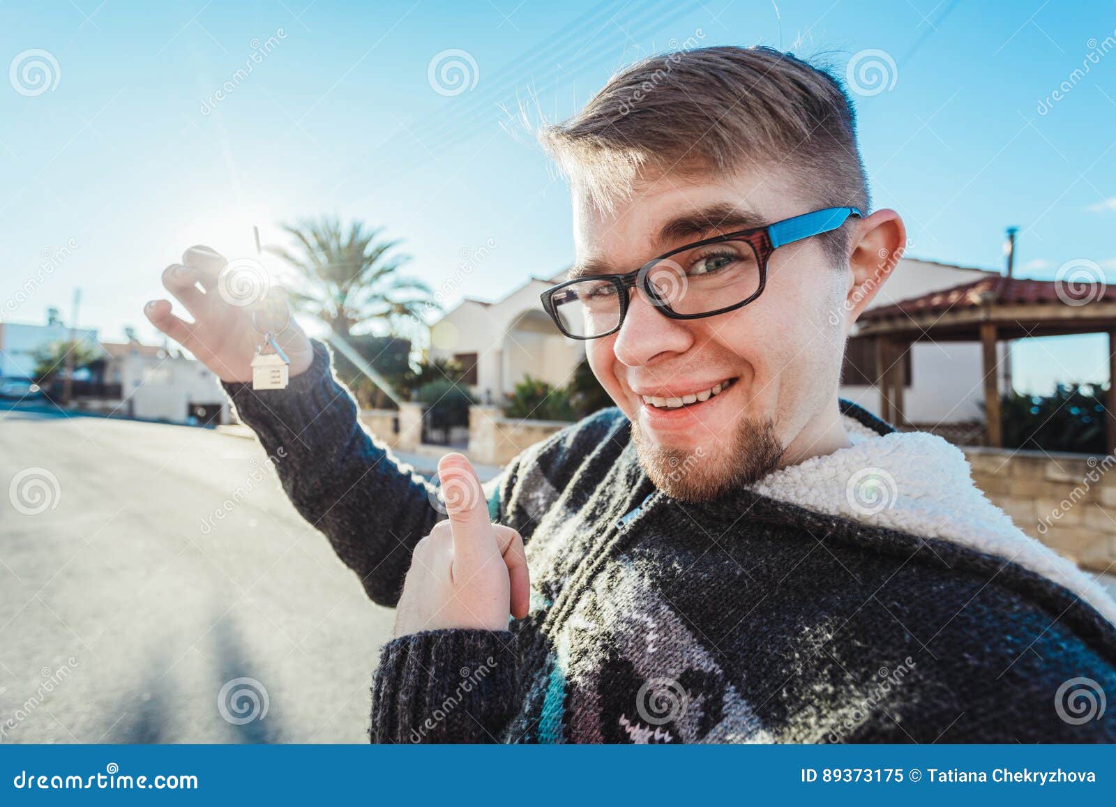 Happy New Home Owner with Key Stock Image - Image of house, candid ...