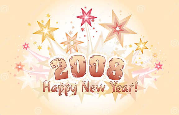 Happy new year 2008 stock vector. Illustration of happy - 3443143