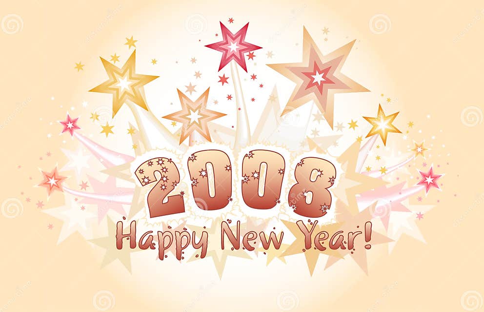Happy new year 2008 stock vector. Illustration of happy - 3443143