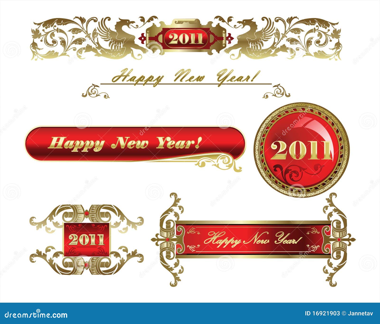 Happy New Year 2011 Set Golden Banners Stock Vector - Illustration of ...