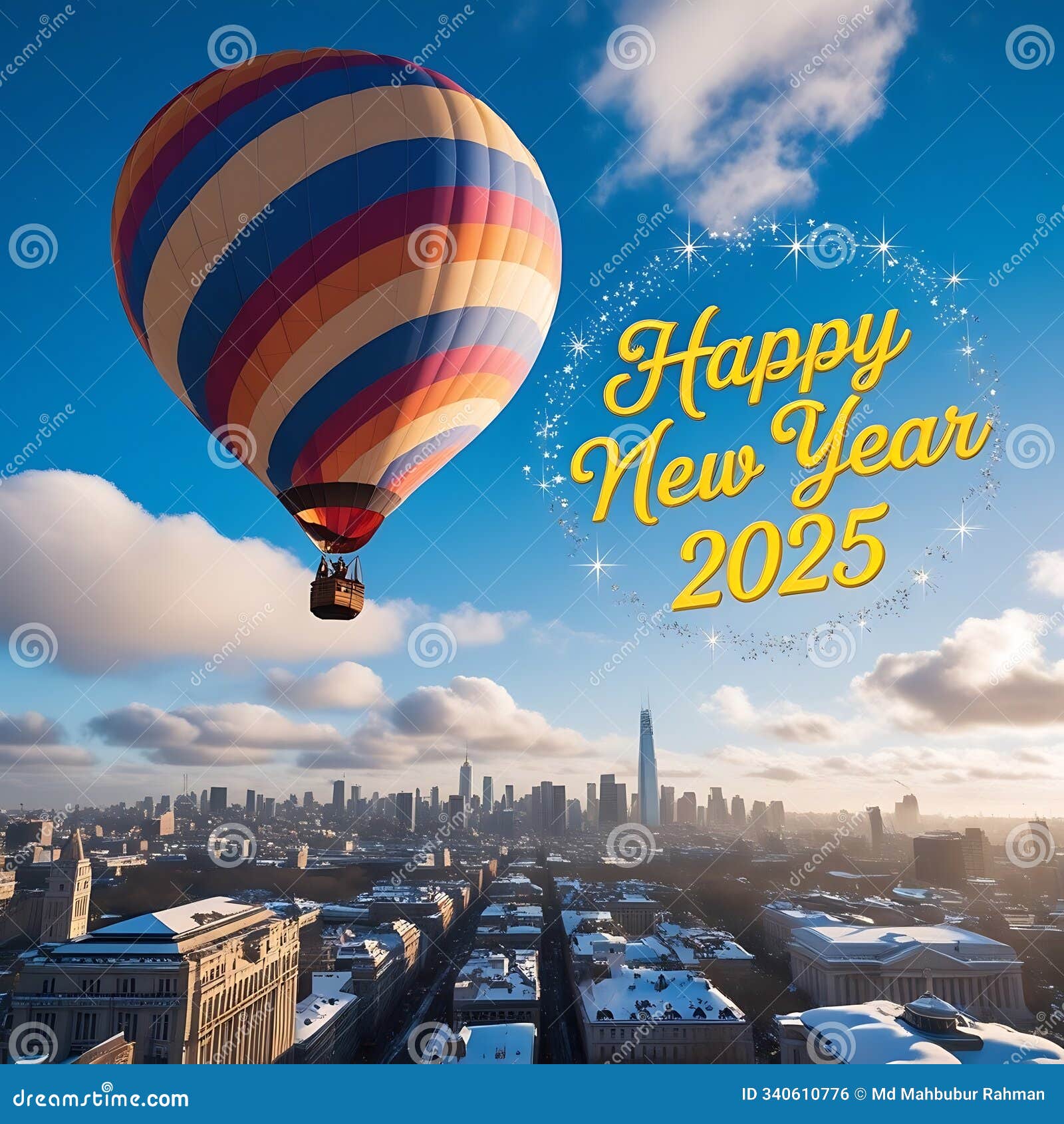 Festive Hot Air Balloon Ride for New Year 2025 Stock Photo - Image of ...